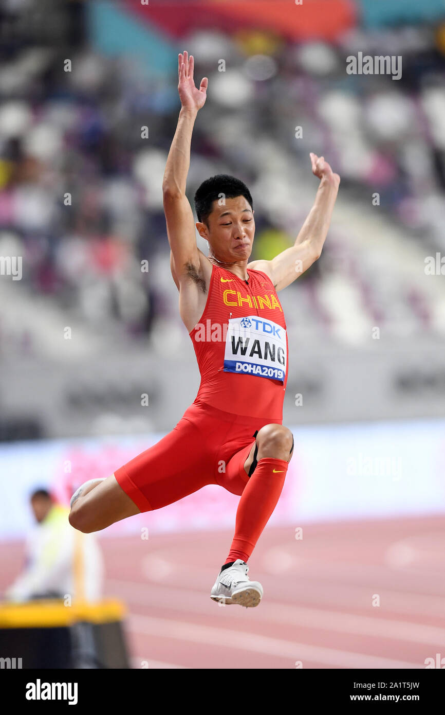 Jianan Wang (China). Long Jump Men final. IAAF World Athletics Championships, Doha 2019 Stock ...