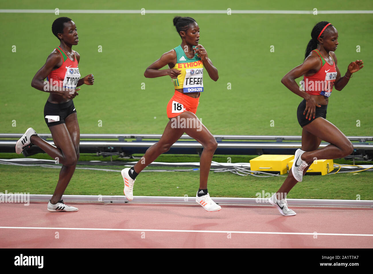 Agnes Tirop (Kenya), Hellen Obiri (Kenya) and Senbere Teferi (Ethiopia ...