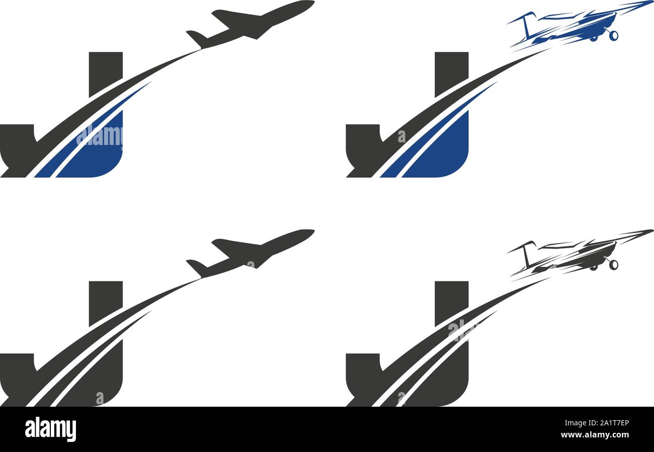 J Letter sign, symbol, monogram. Aviation Logo Design. Aircraft logo ...