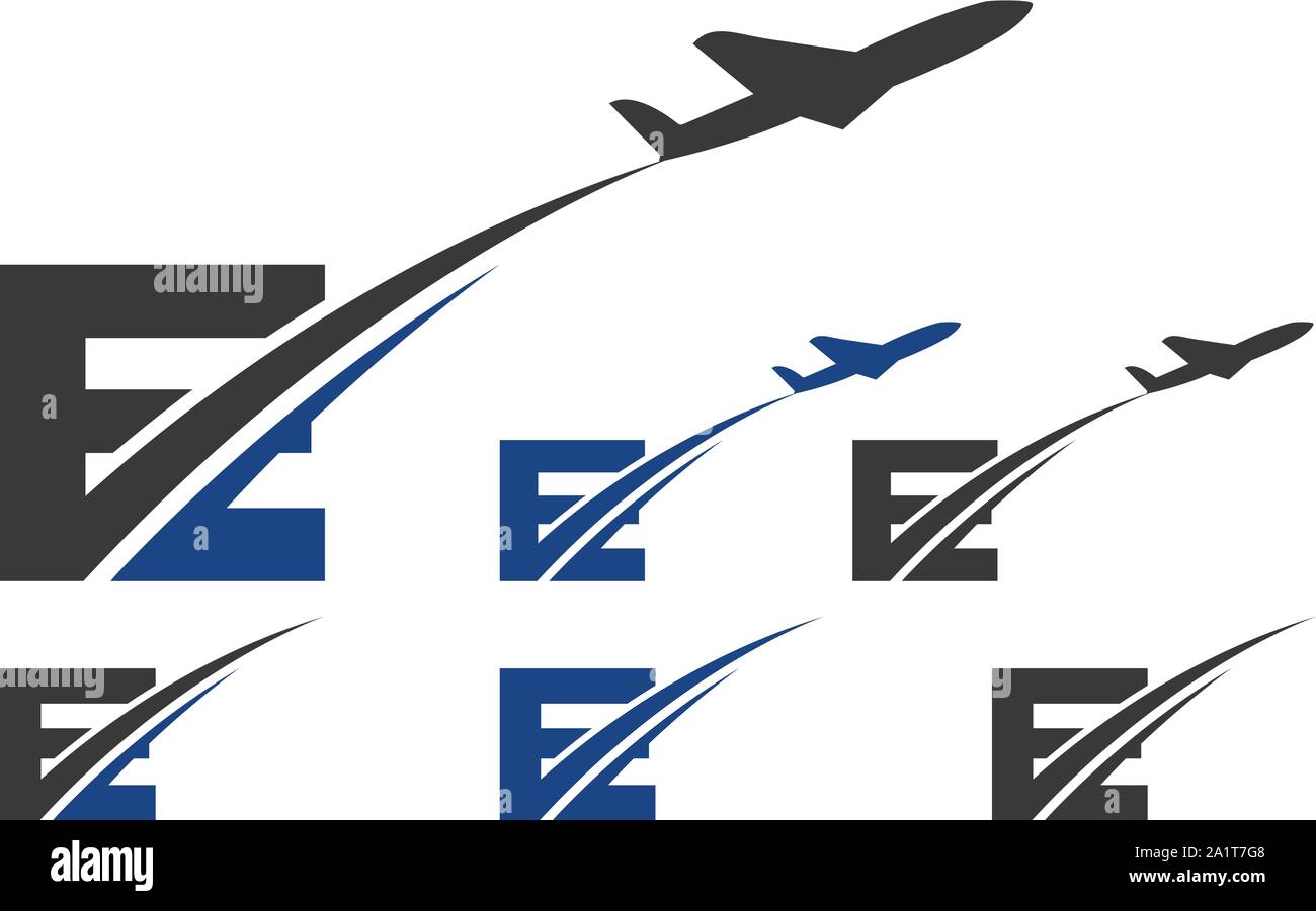E Letter sign, symbol, monogram. Aviation Logo Design. Aircraft logo ...