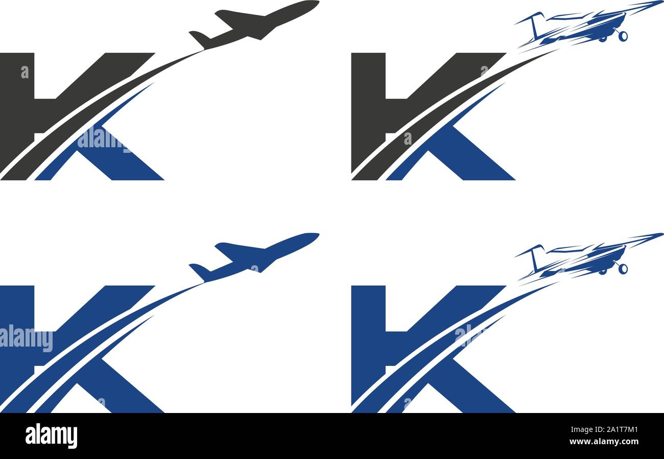 K Letter sign, symbol, monogram. Aviation Logo Design. Aircraft logo ...