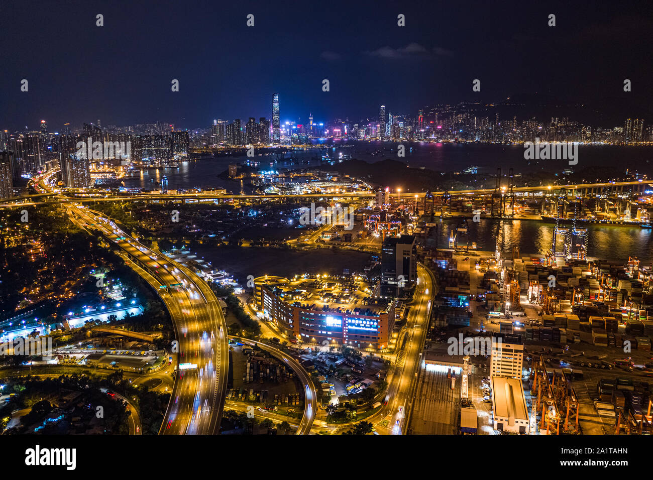 Kwai Tsing Container Terminals from drone view Stock Photo - Alamy