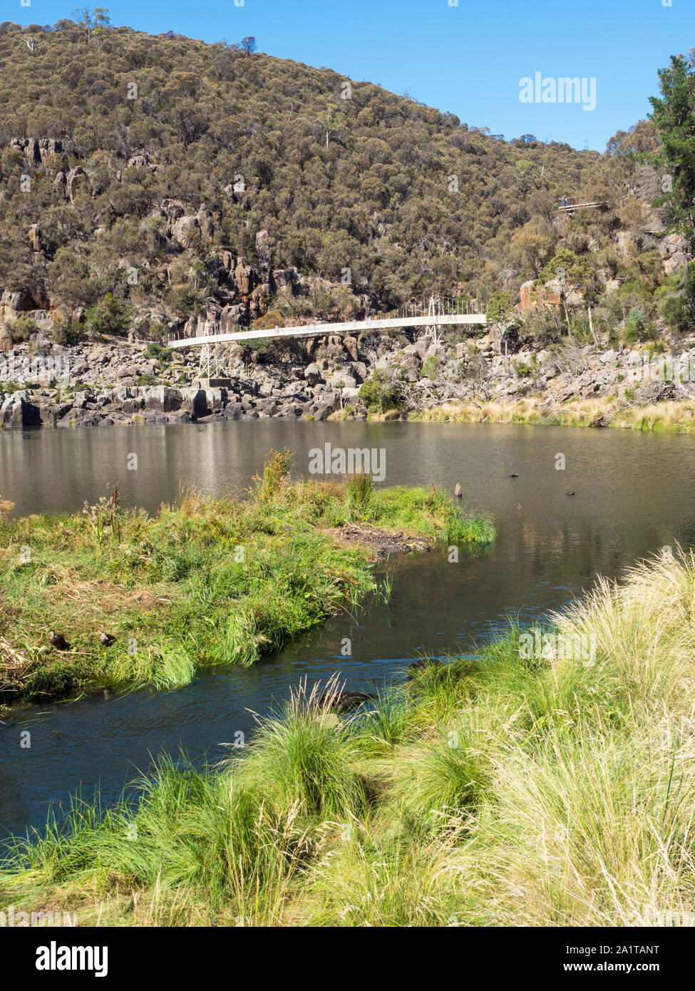 Alexandra Suspension Bridge crosses Cataract Gorge in the lower section ...
