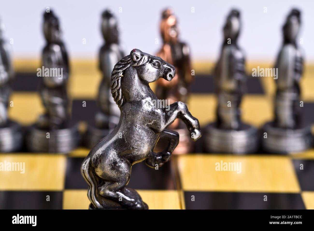 a knight piece in focus with the prisoner concept as background Stock ...