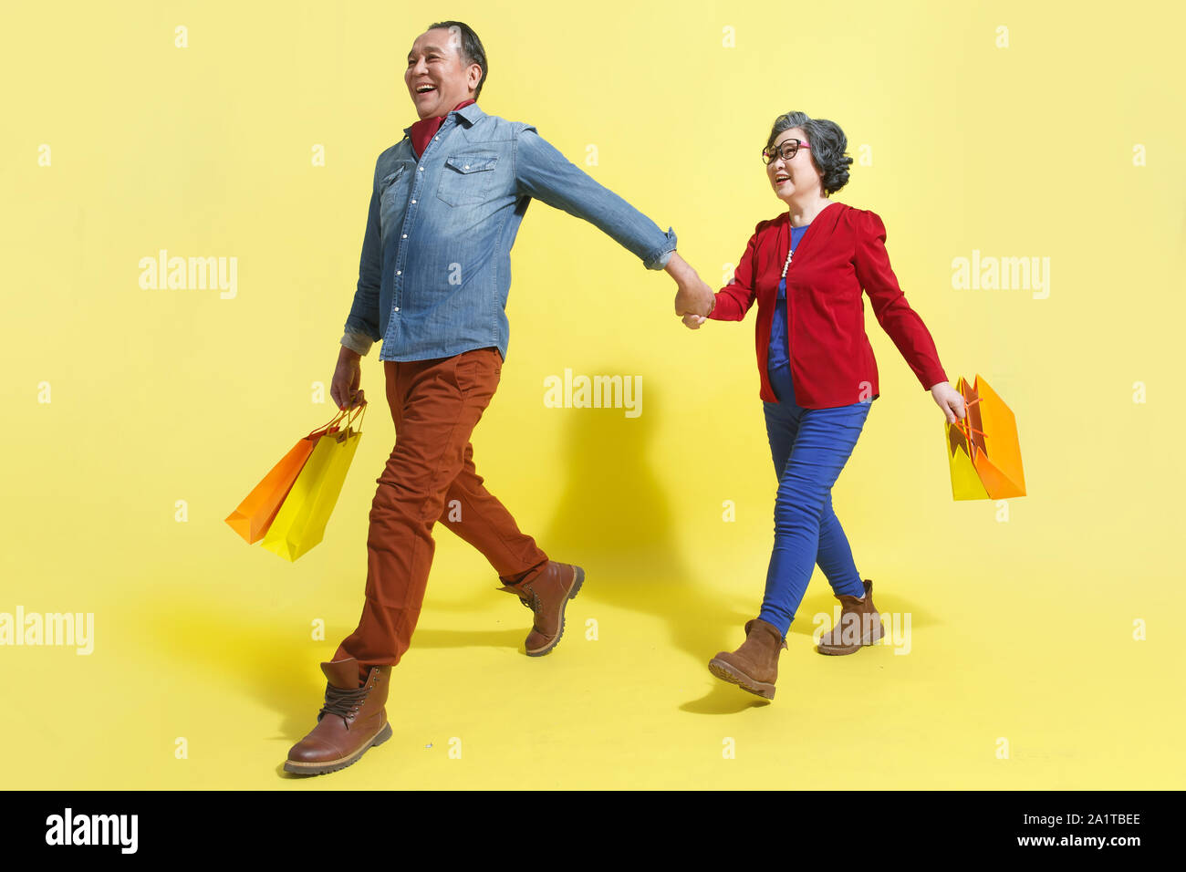 Shopping happy old man Stock Photo - Alamy