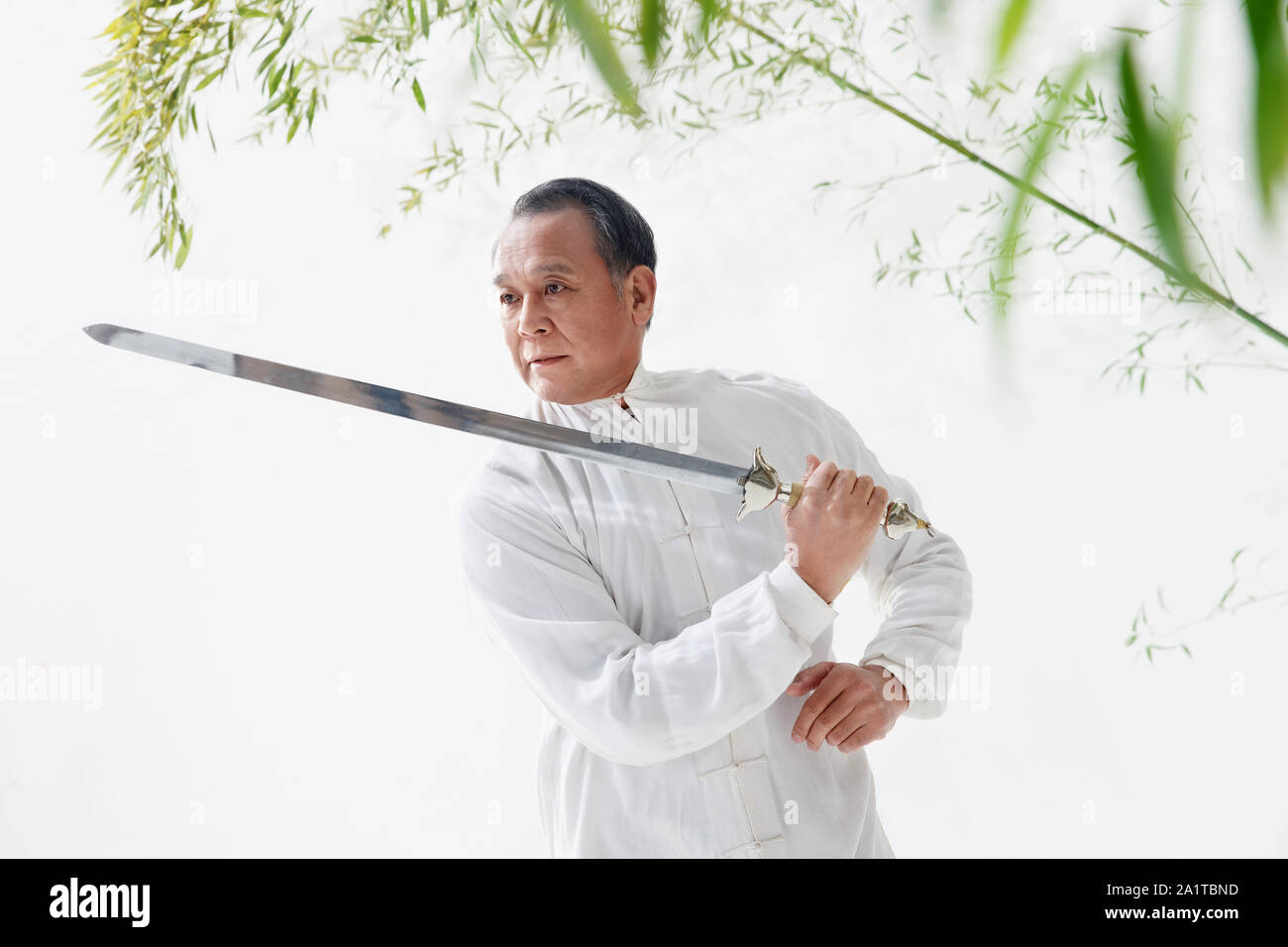 Old people practicing sword Stock Photo - Alamy