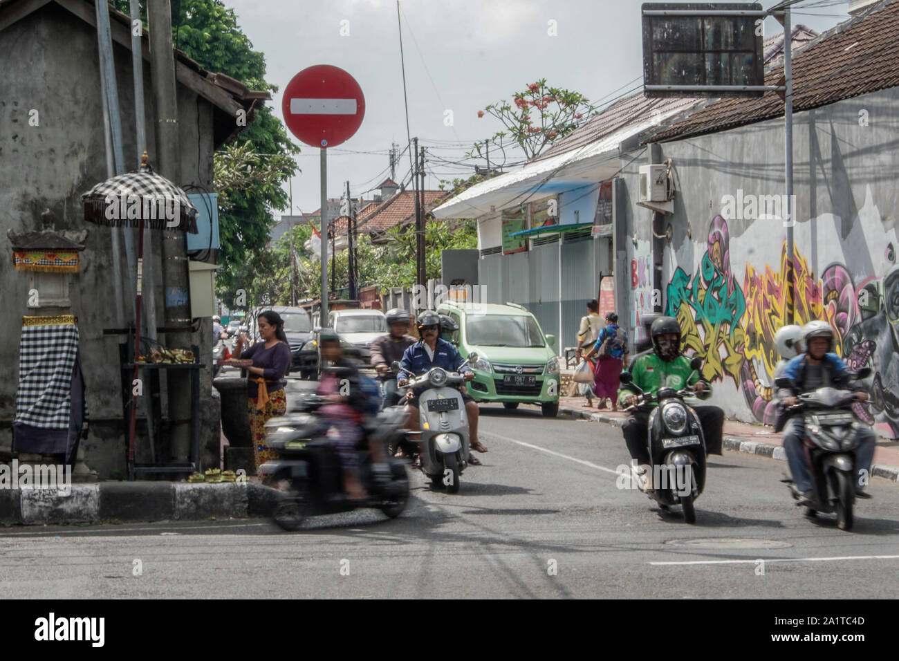 DENPASAR/BALI-SEPT 09 2019: the atmosphere in one corner of the old ...