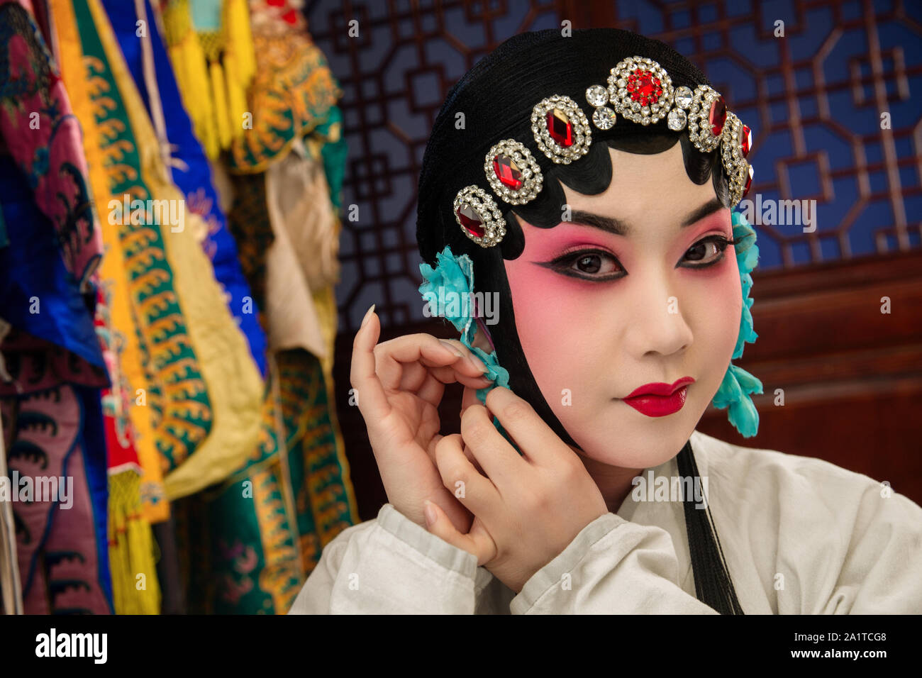 Chinese beijing opera performer applying hi-res stock photography and ...