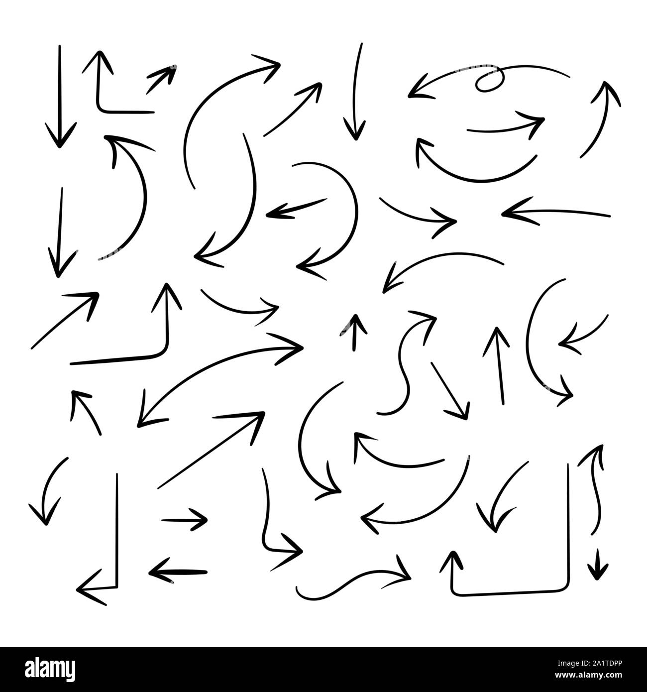 set of hand drawn arrows vector illustration. arrows vector collection ...