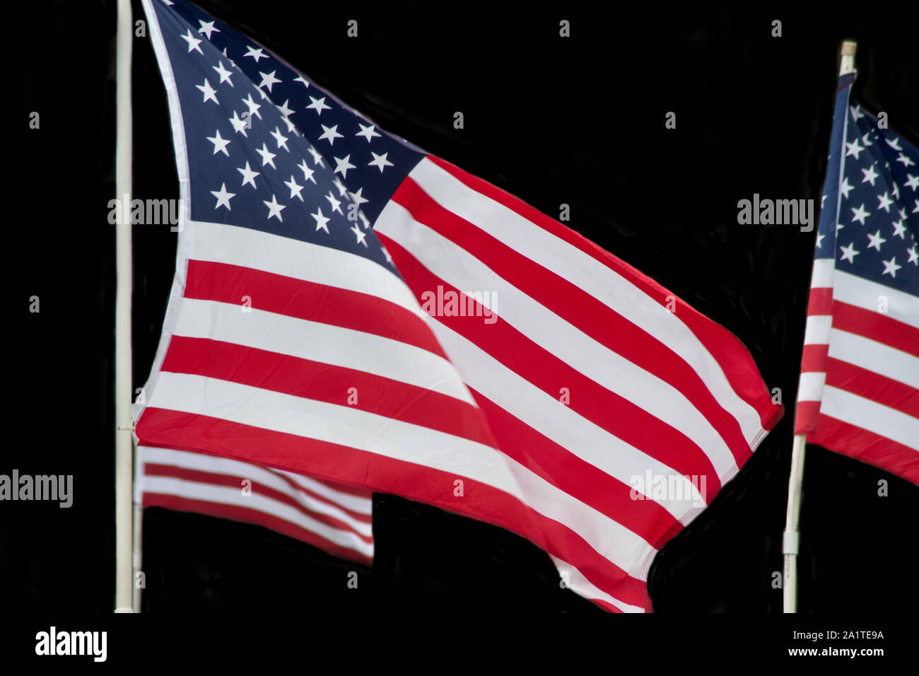 American flags fly in the breeze , representing patriotism and freedom ...