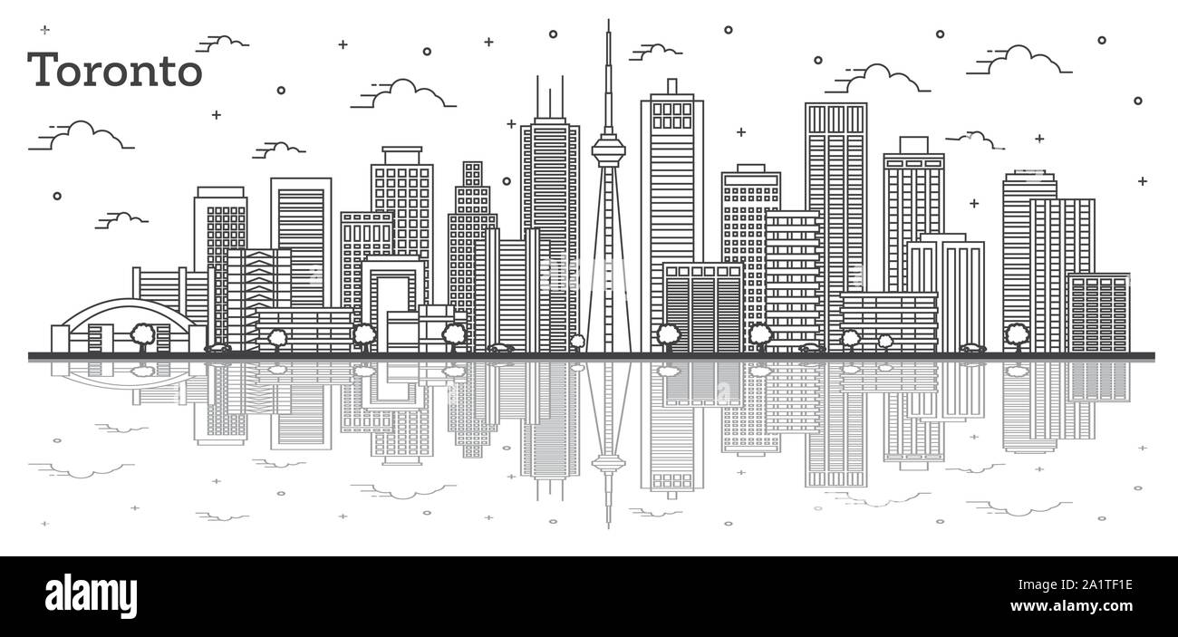 Outline Toronto Canada City Skyline with Modern Buildings and ...