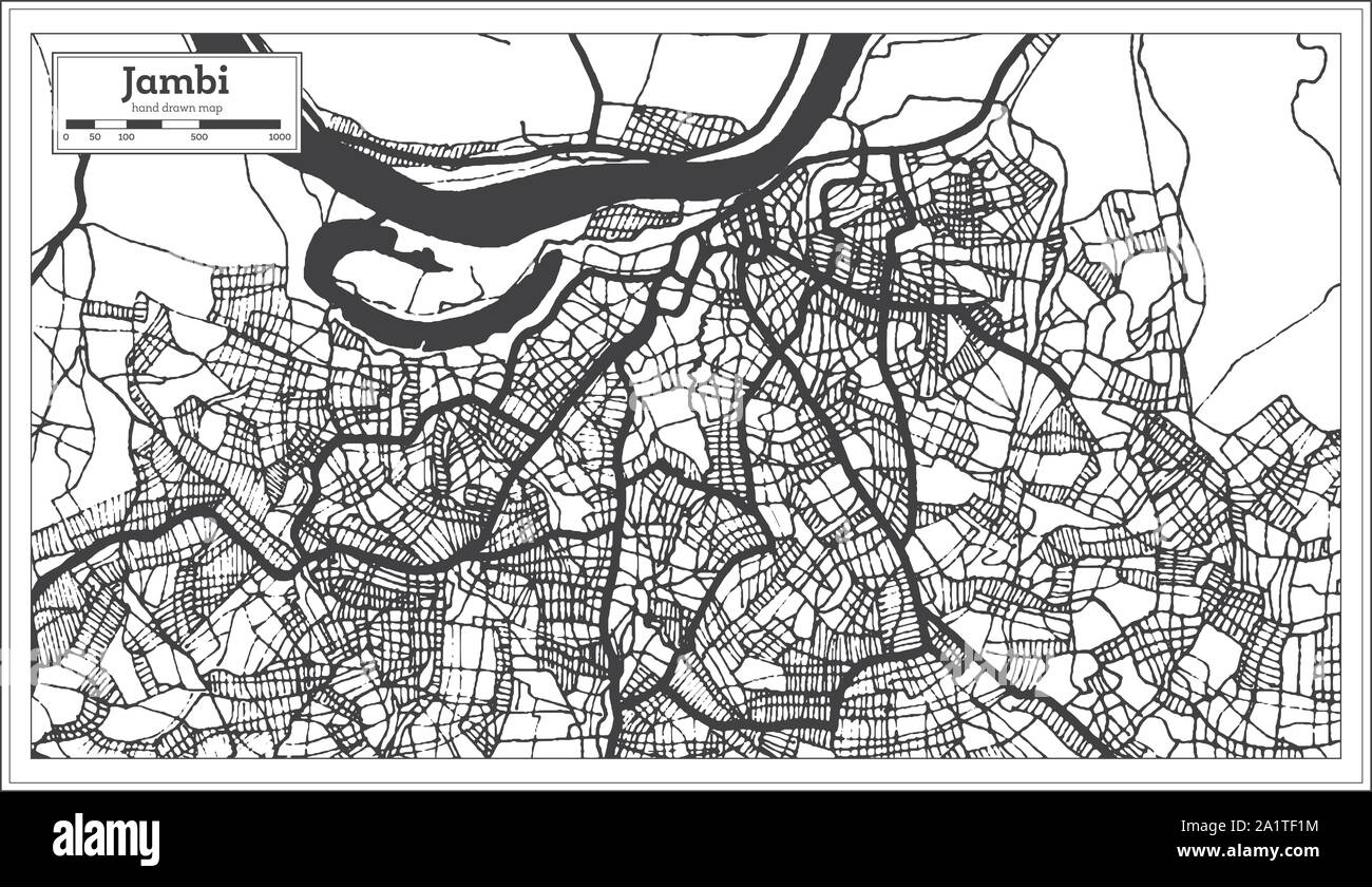 Jambi Indonesia City Map in Black and White Color. Outline Map. Vector ...