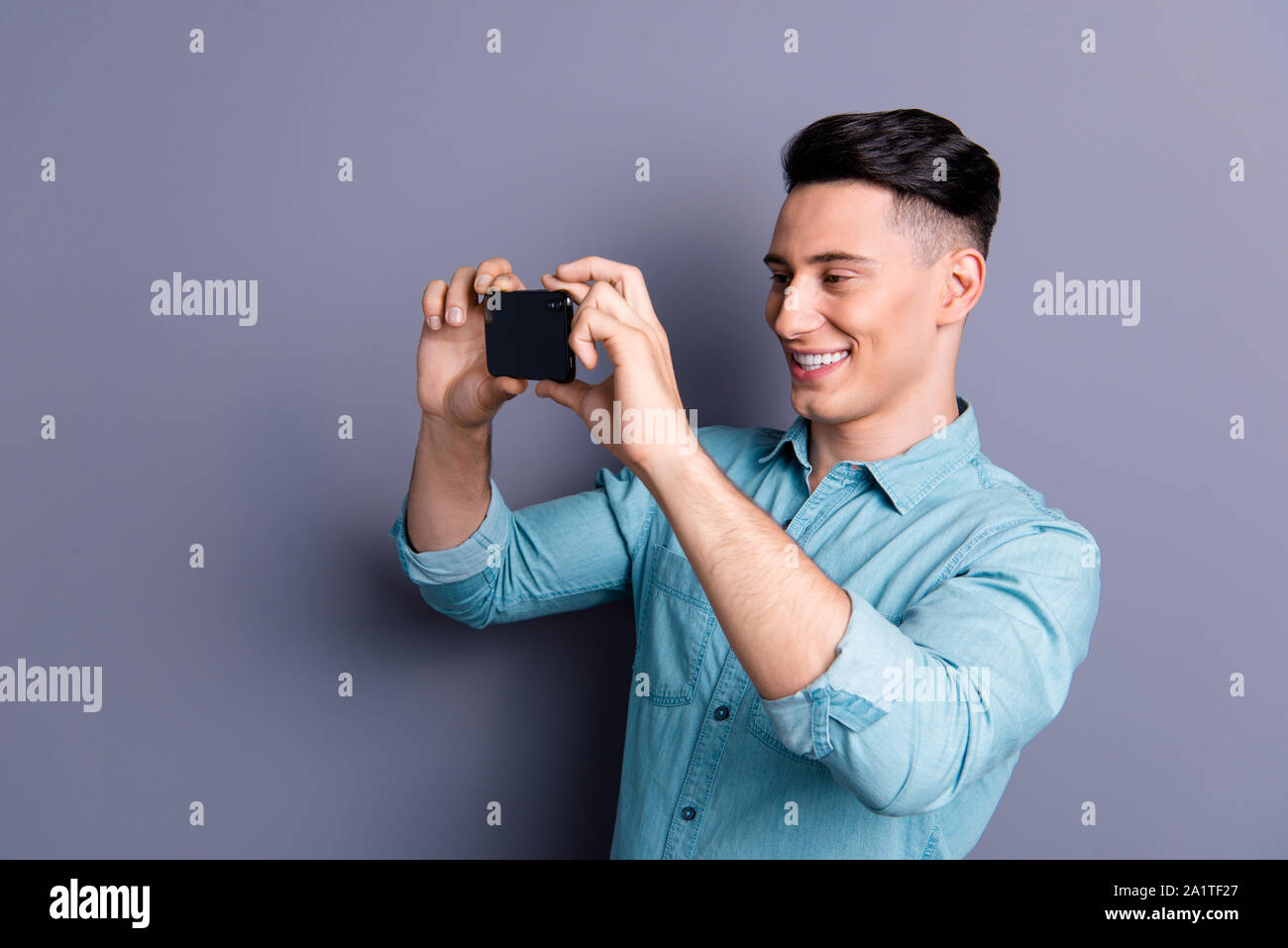 Portrait of nice cute lovely cheerful attractive handsome mascul Stock ...