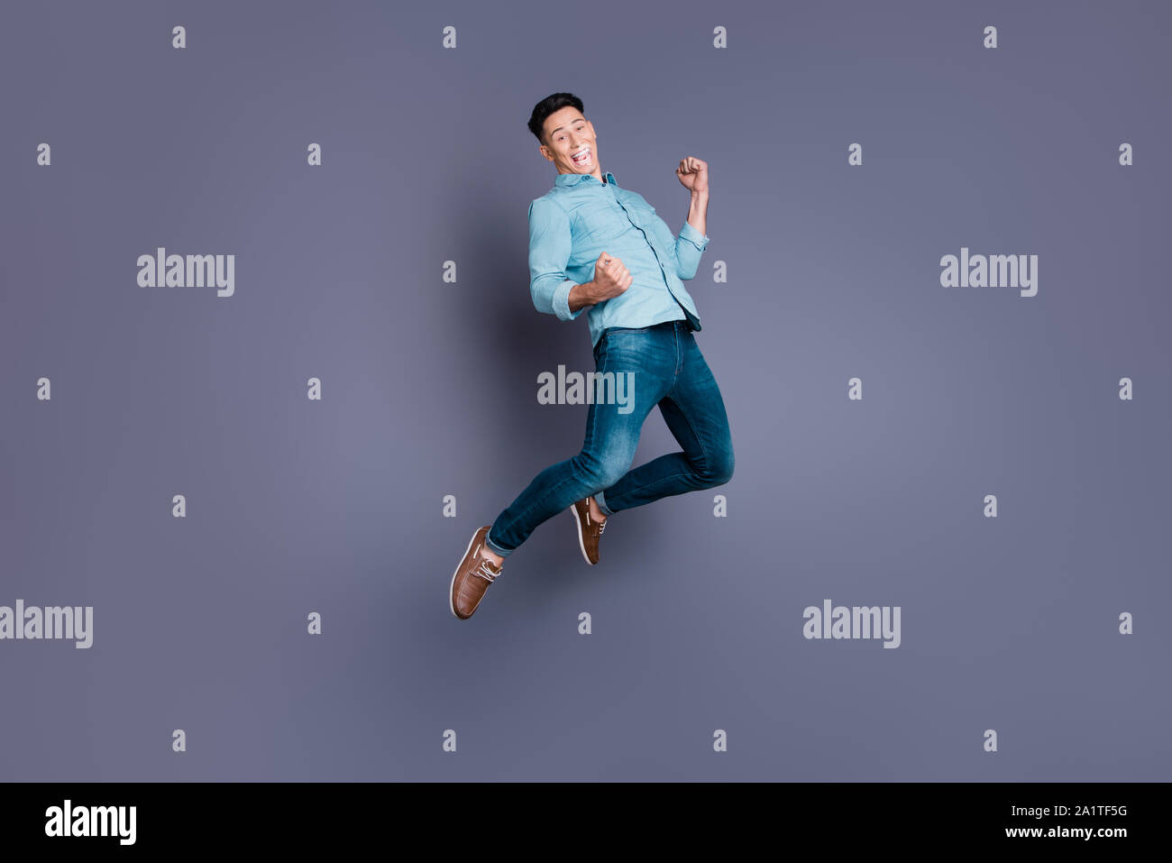 Full length body size portrait of nice cool attractive handsome Stock ...