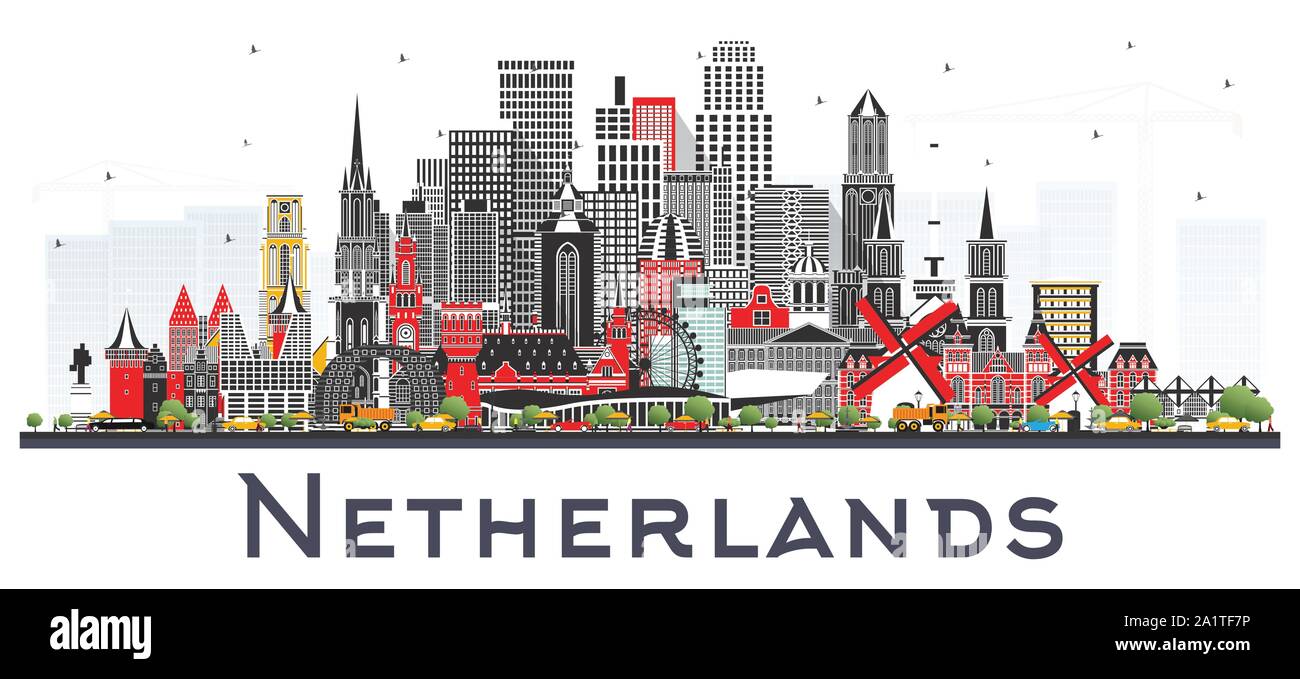 Netherlands Skyline with Gray Buildings Isolated on White. Vector ...
