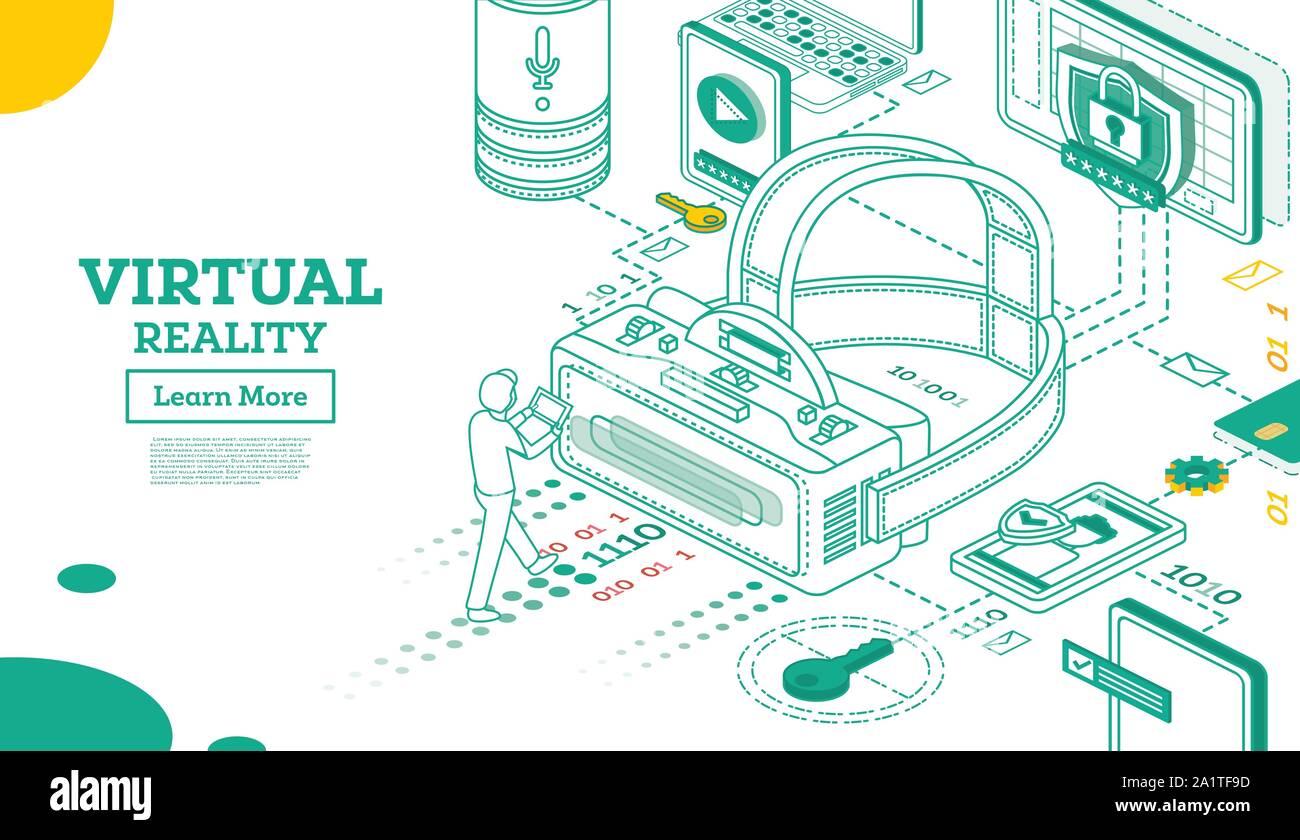 Virtual Reality Outline 3d Isometric Concept. Vector Illustration. VR ...