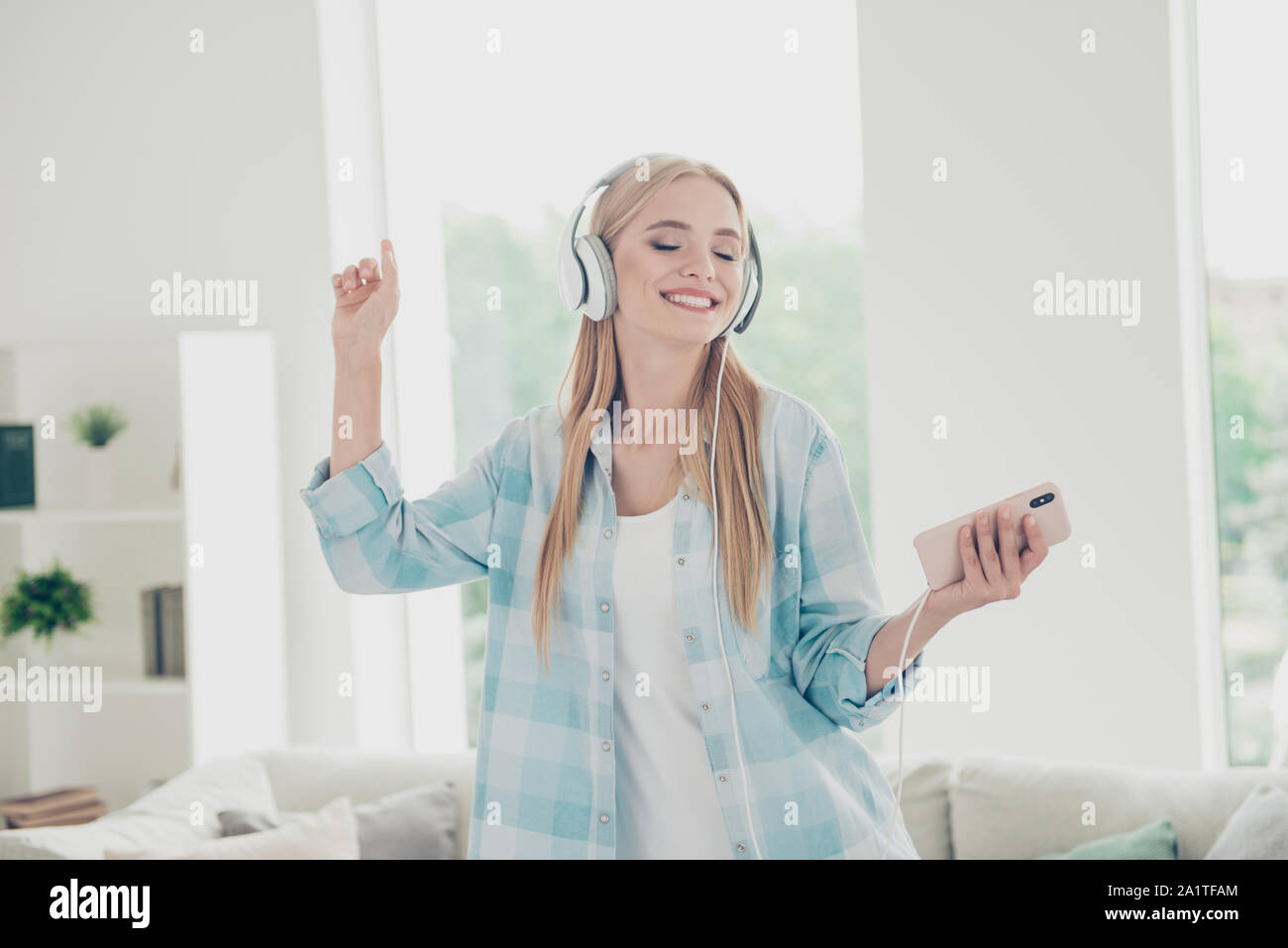 Cozy cosy motion closed eyes she her delight emotion concept. Ch Stock ...