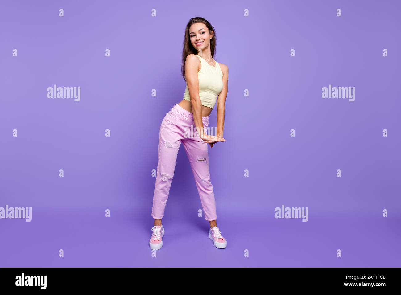 Full size body length portrait of nice cute lovely adorable char Stock ...