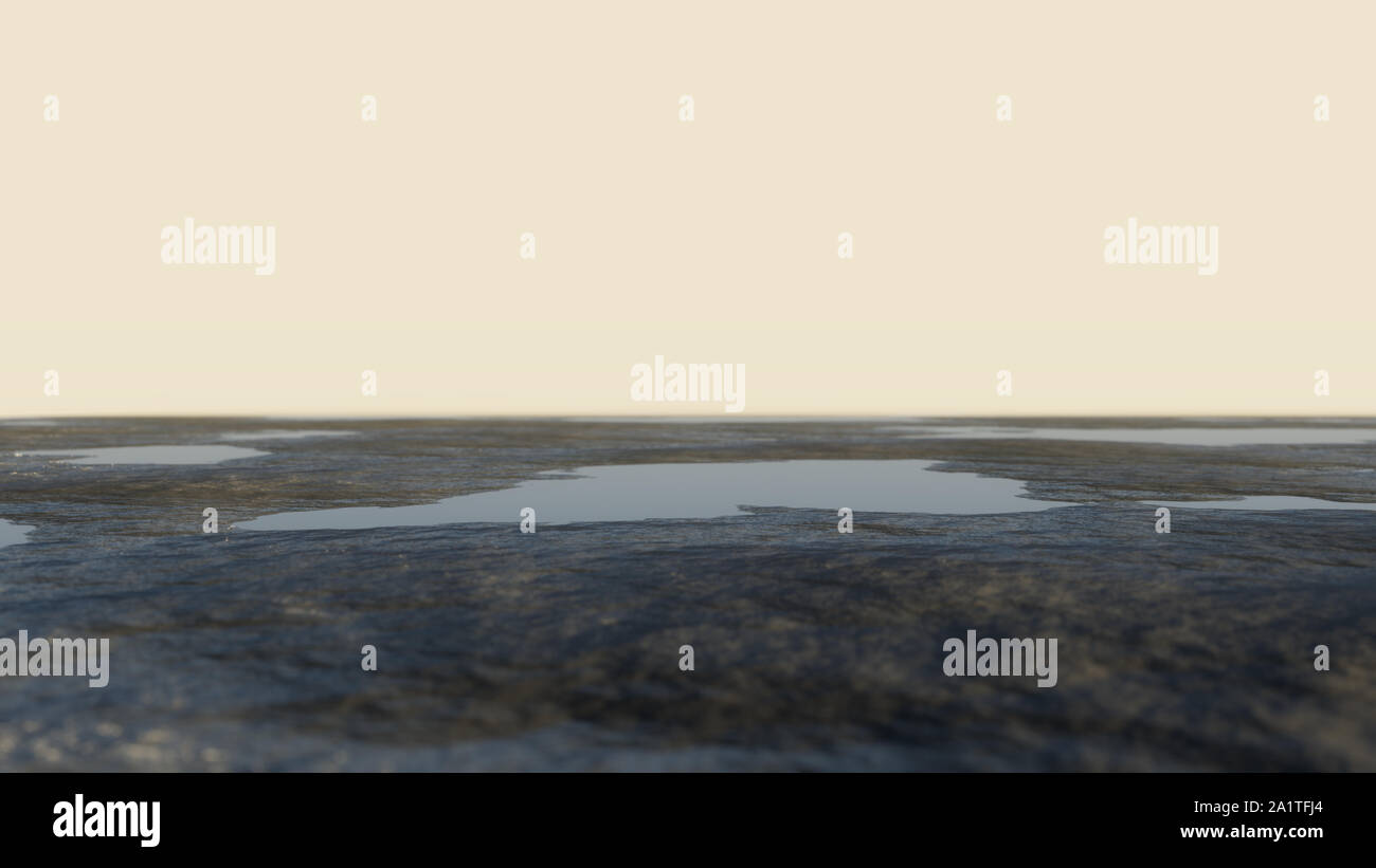 Abstract background. Ground with water against the sky. Depth of field ...