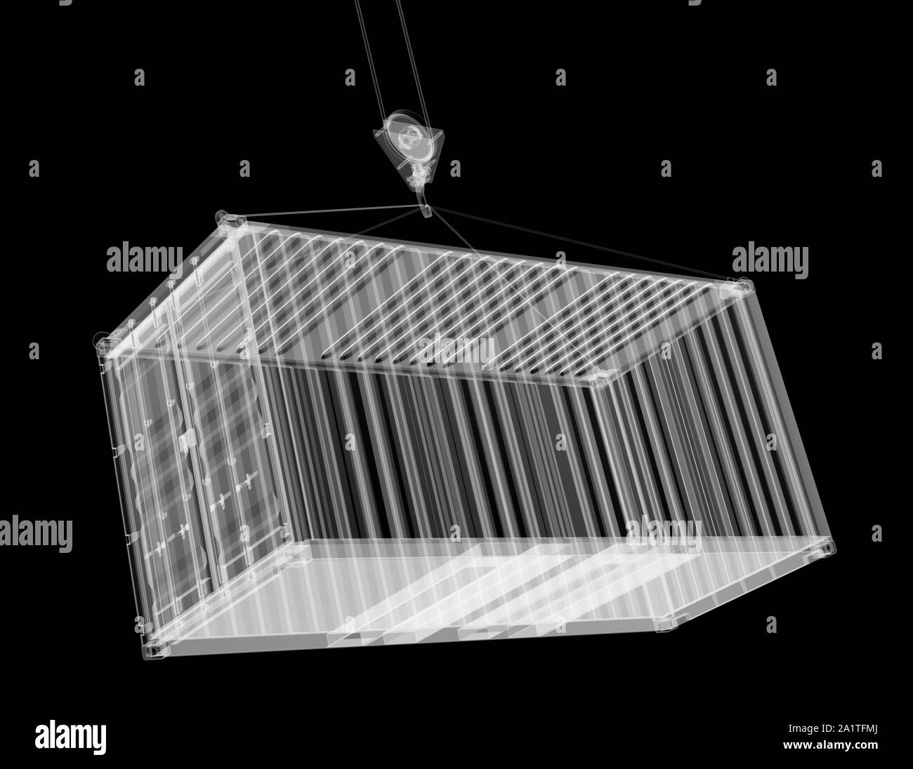 X-ray shipping container isolated on black. 3D rednering Stock Photo ...