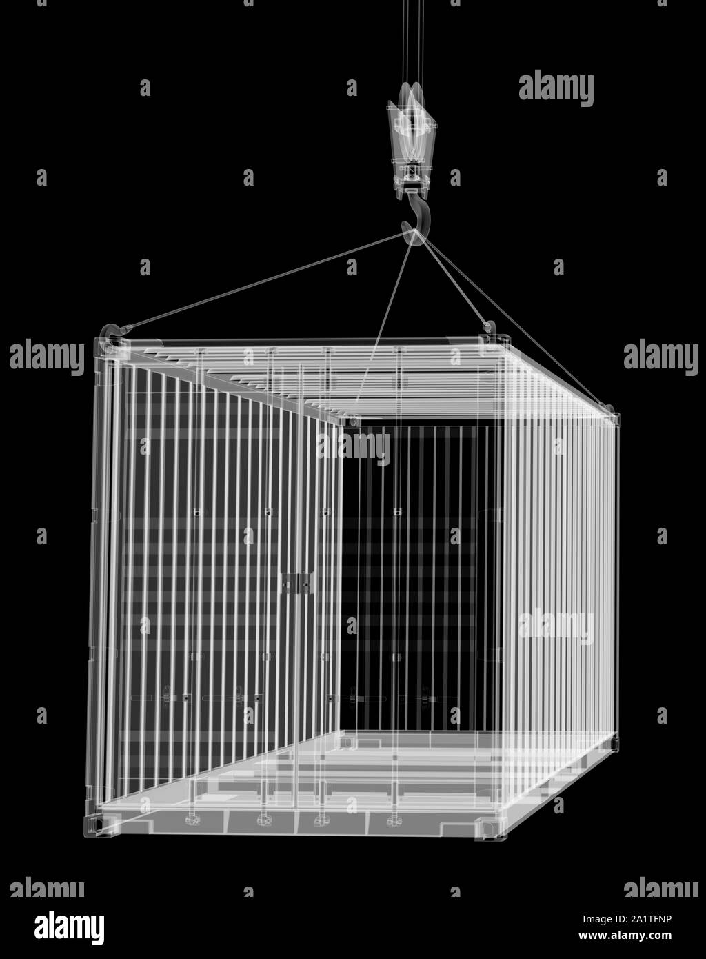 X-ray shipping container isolated on black. 3D rednering Stock Photo ...