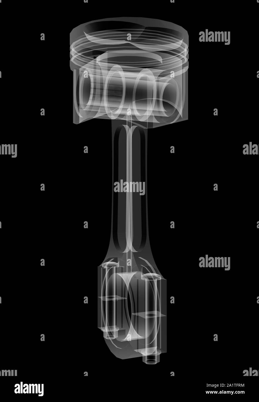 Piston X-Ray style. Isolated on black background. 3D illustration Stock ...