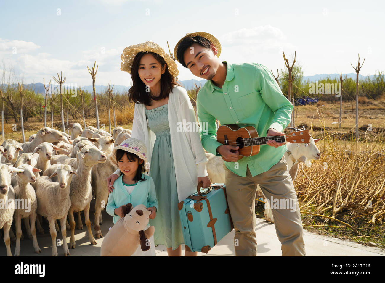 Happy family outdoor outing Stock Photo - Alamy
