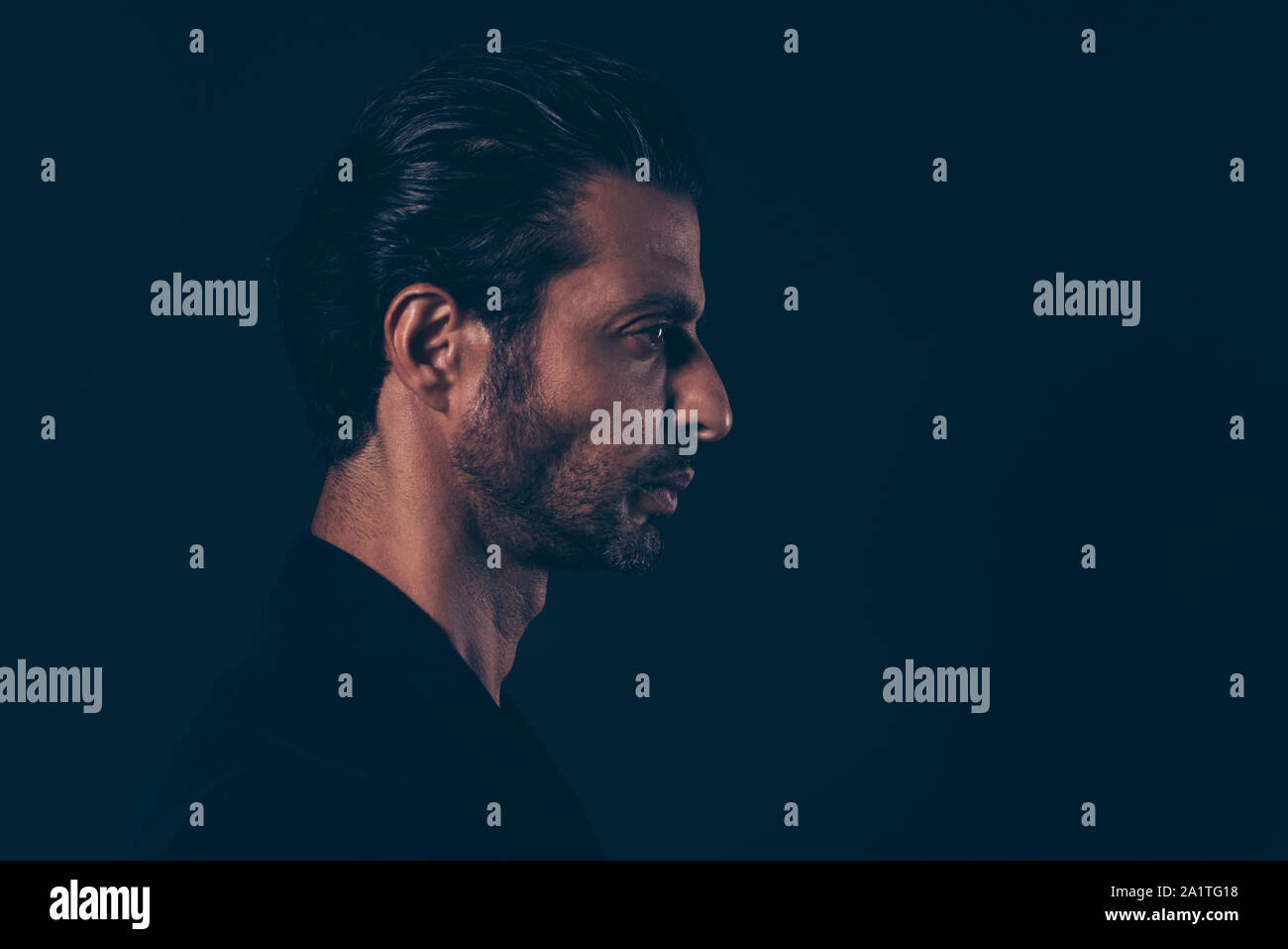 Close-up profile side view portrait of nice lovely classy elegan Stock ...