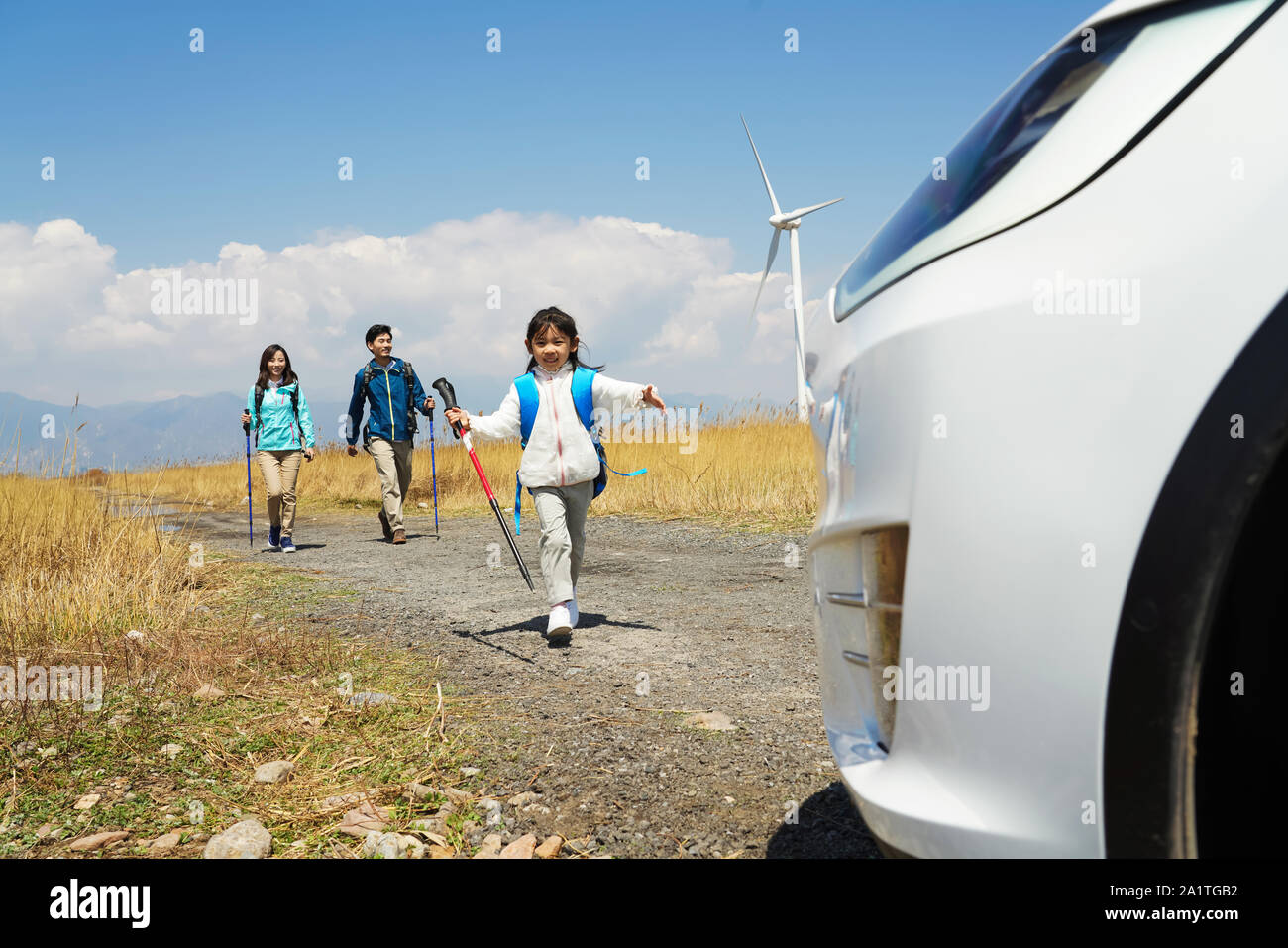 A happy family in the outdoor outing Stock Photo - Alamy