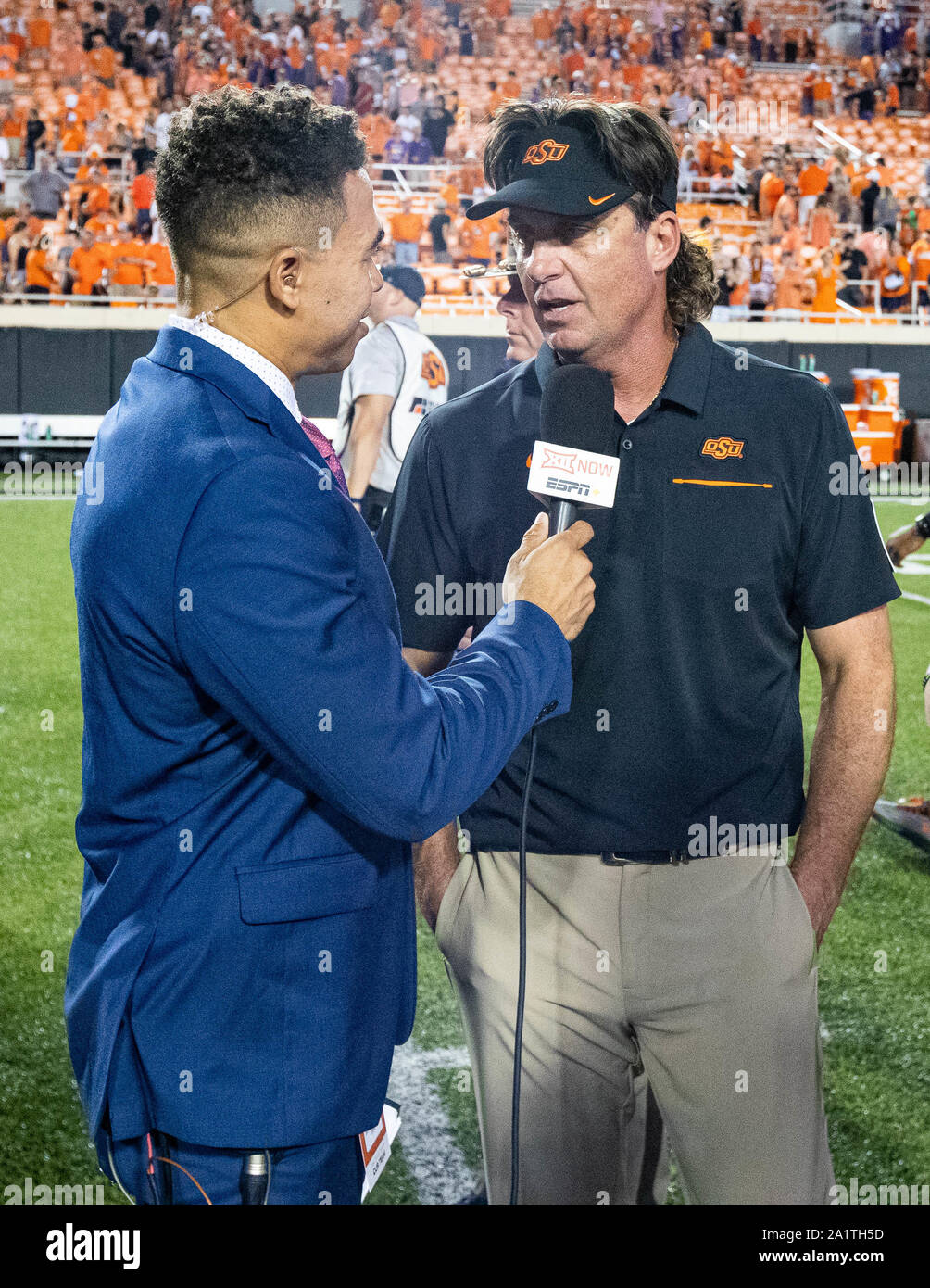 Stillwater, Oklahoma, USA. 28th Sep, 2019. Oklahoma State Cowboys head ...