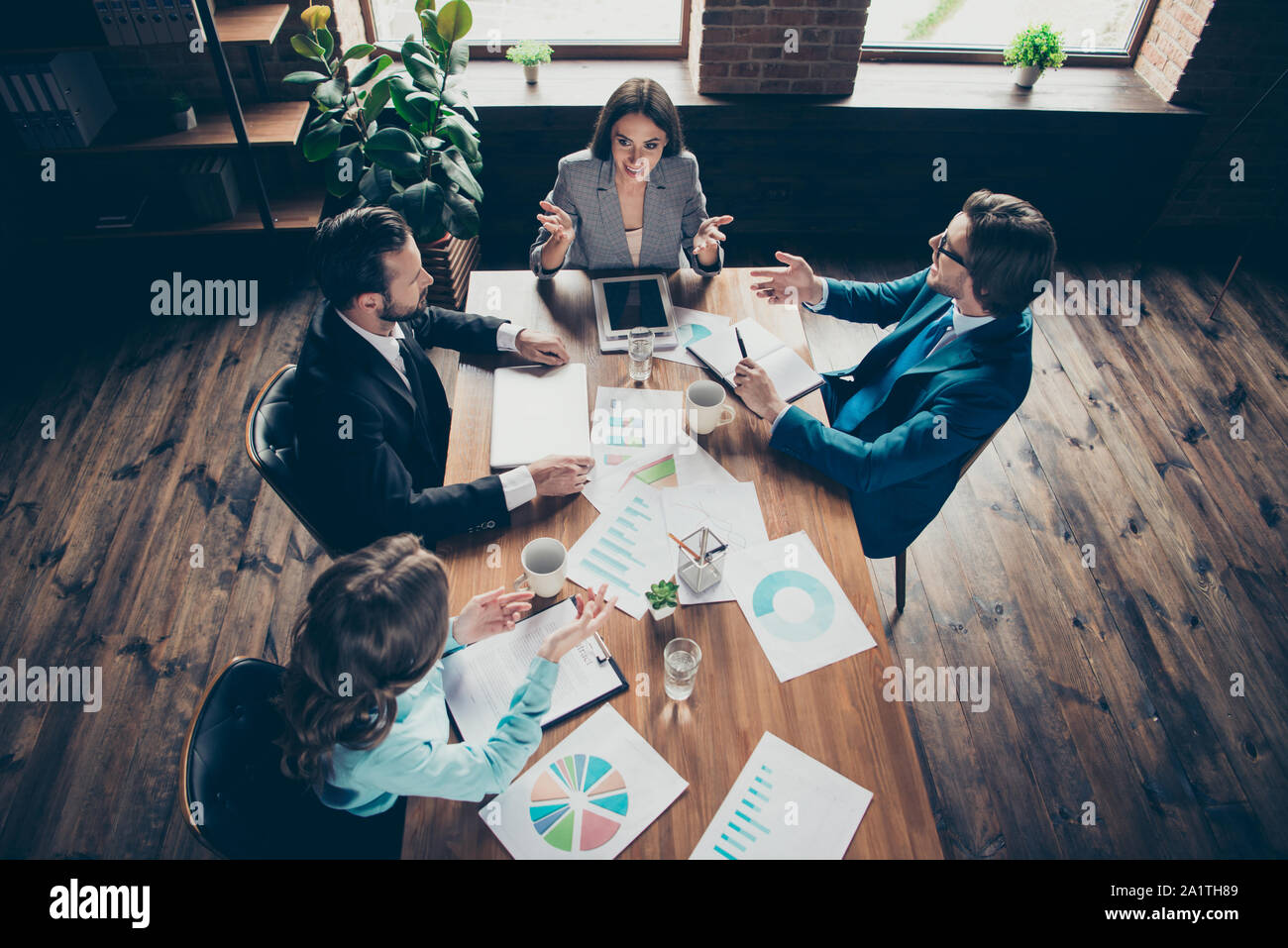 High angle above top view focused professional collar occupation Stock ...