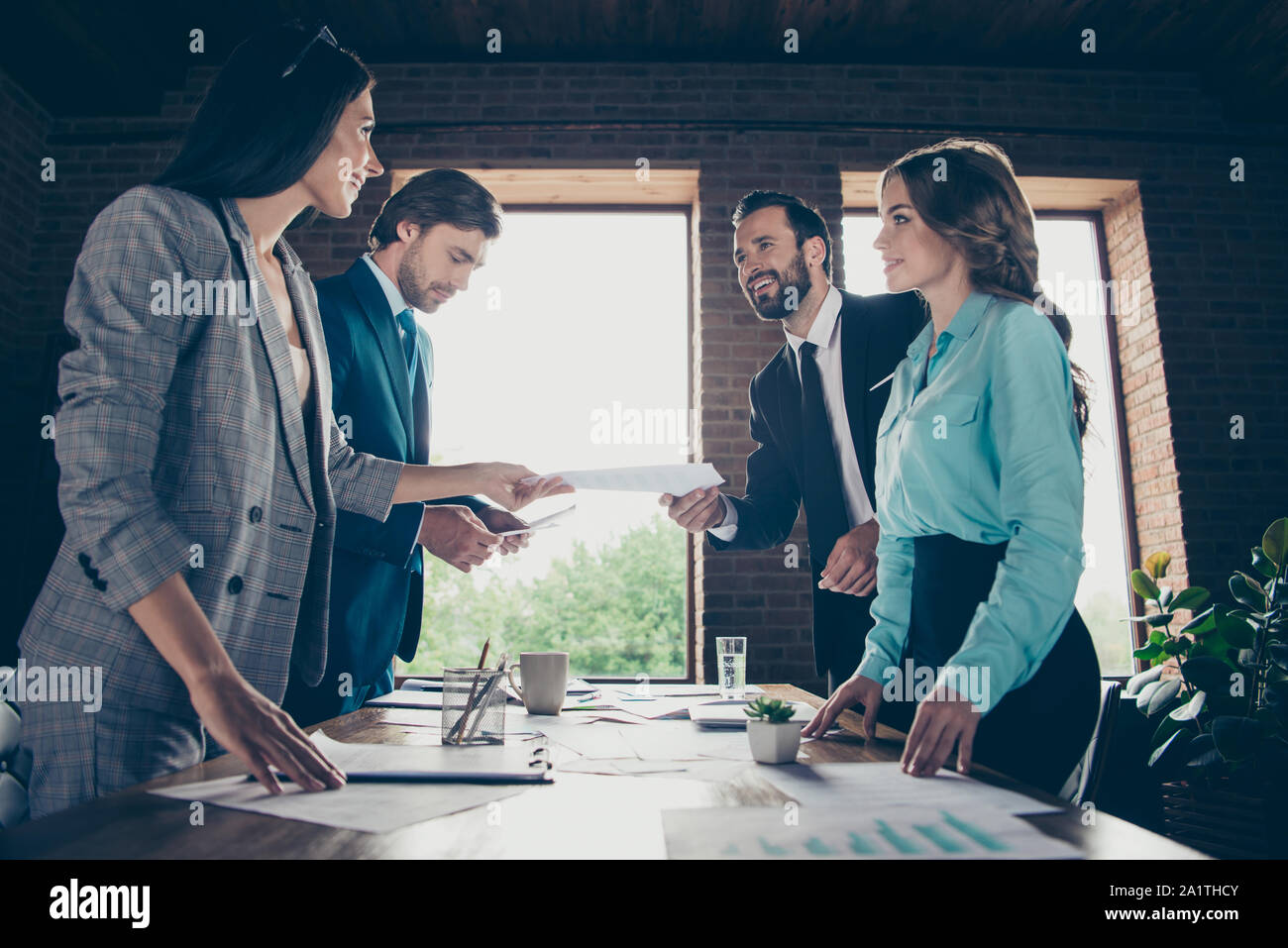 Low angle top view of cooperation collaboration person prepare s Stock ...