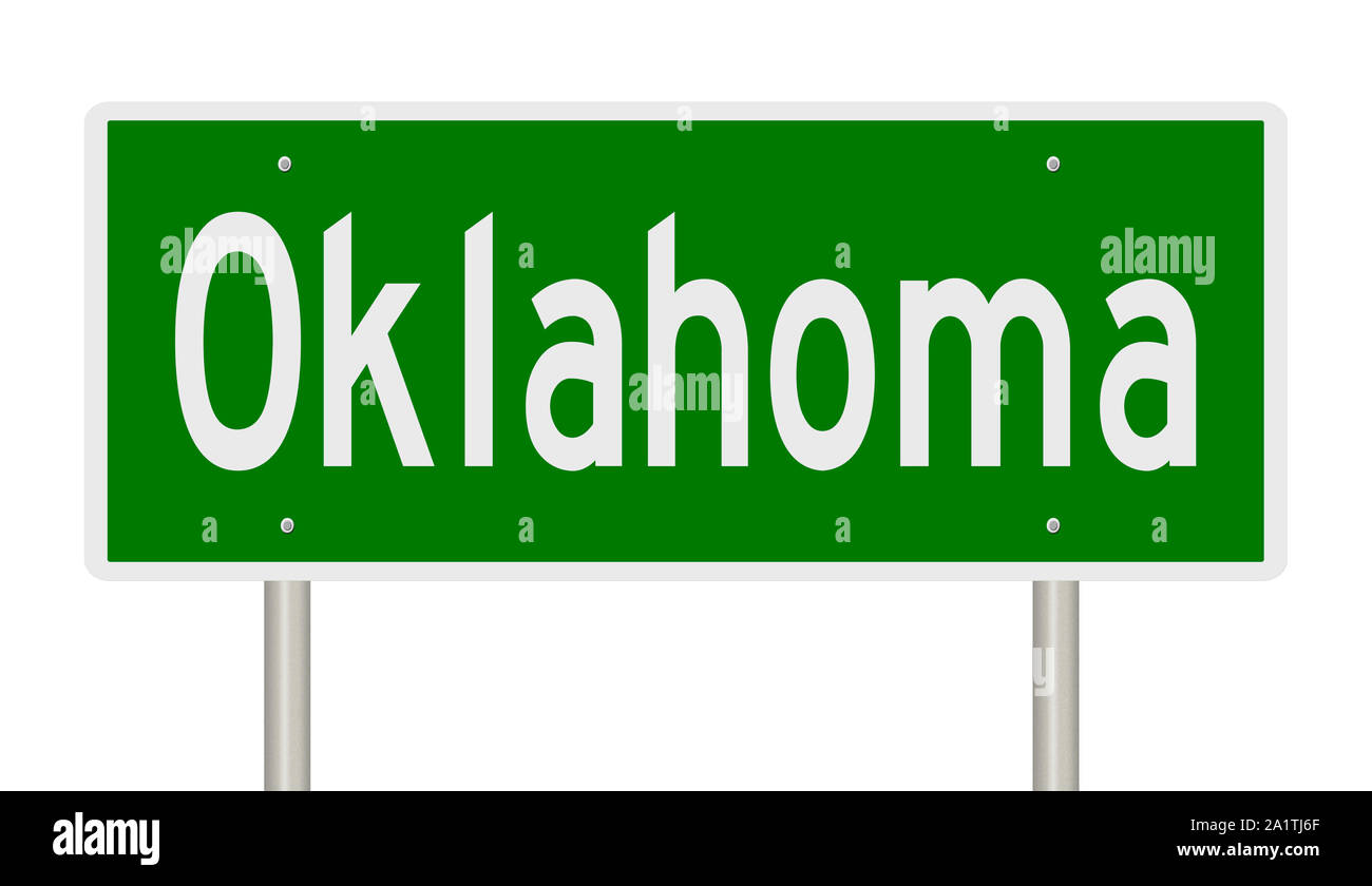 Rendering of a green highway sign for Oklahoma Stock Photo - Alamy