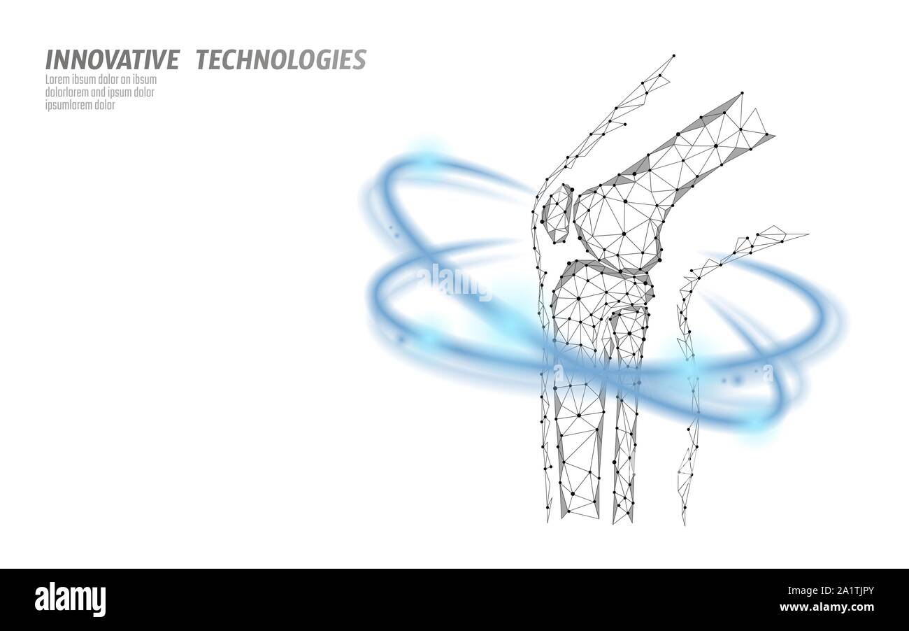 Human knee joint 3d model vector illustration. Low poly design future ...