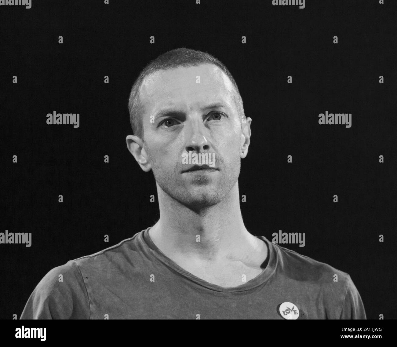 New York, NY - September 28, 2019: Chris Martin speaks on stage during ...