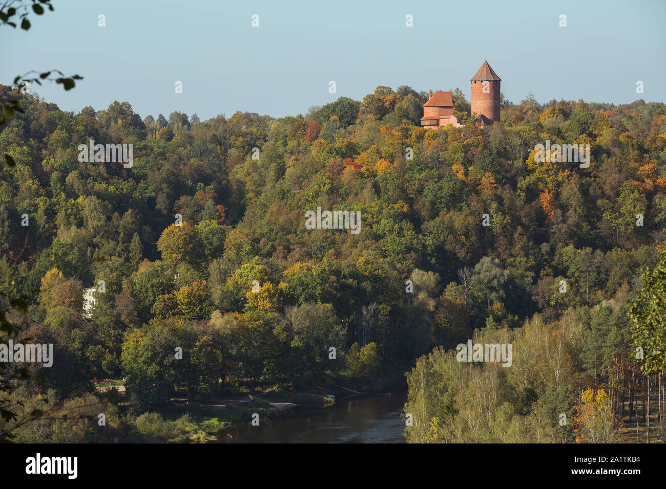 City Sigulda, Latvia Republic. Old castle, build from red bricks ...