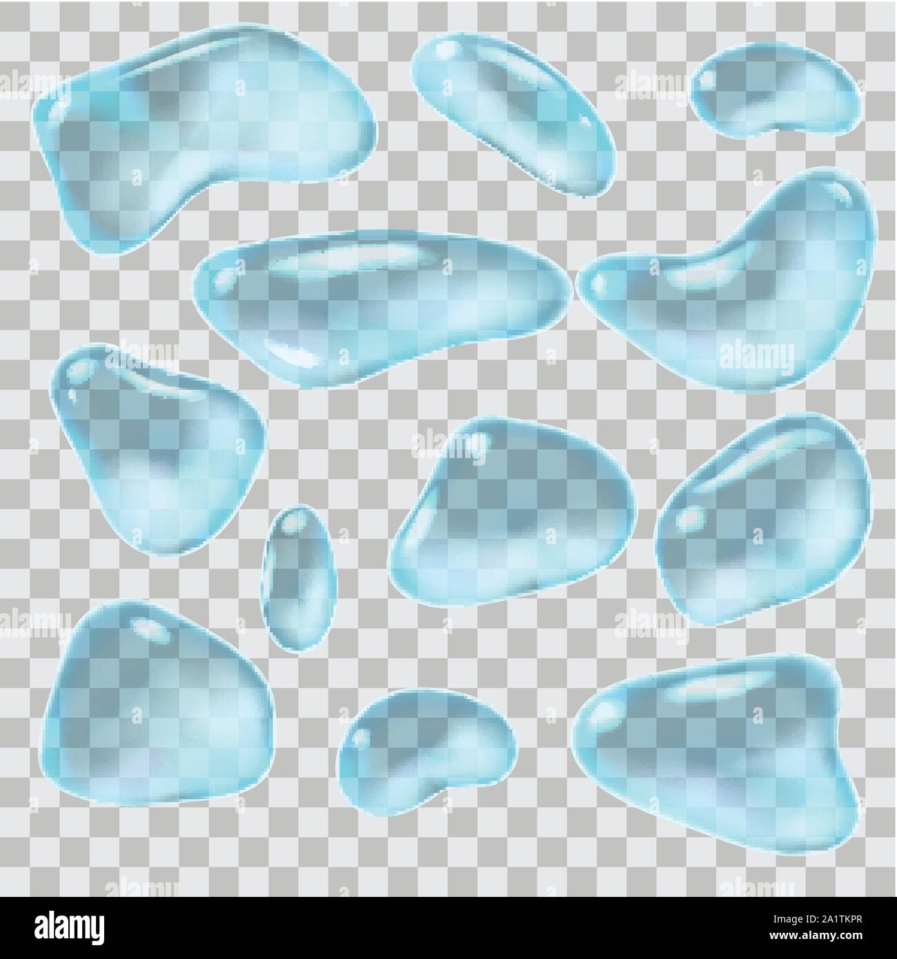 Set of transparent water drops of different forms. Vector illustration ...