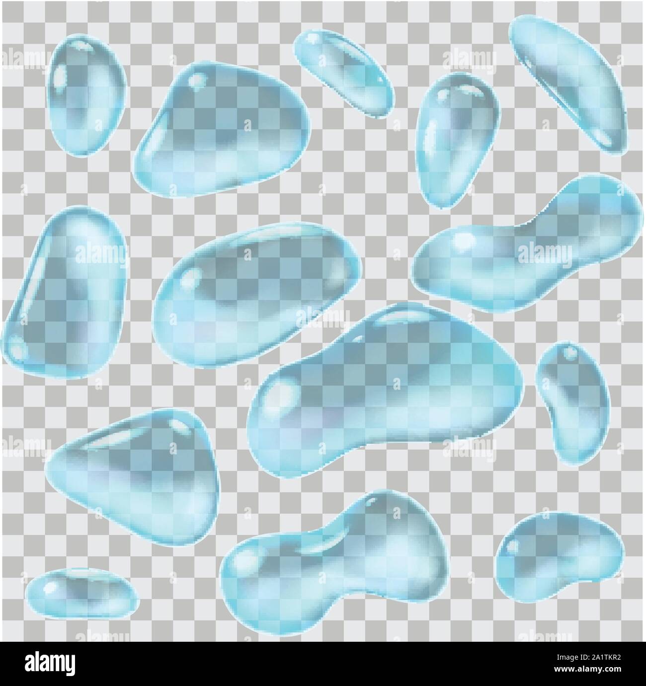 Set of transparent water drops of different forms. Vector illustration ...