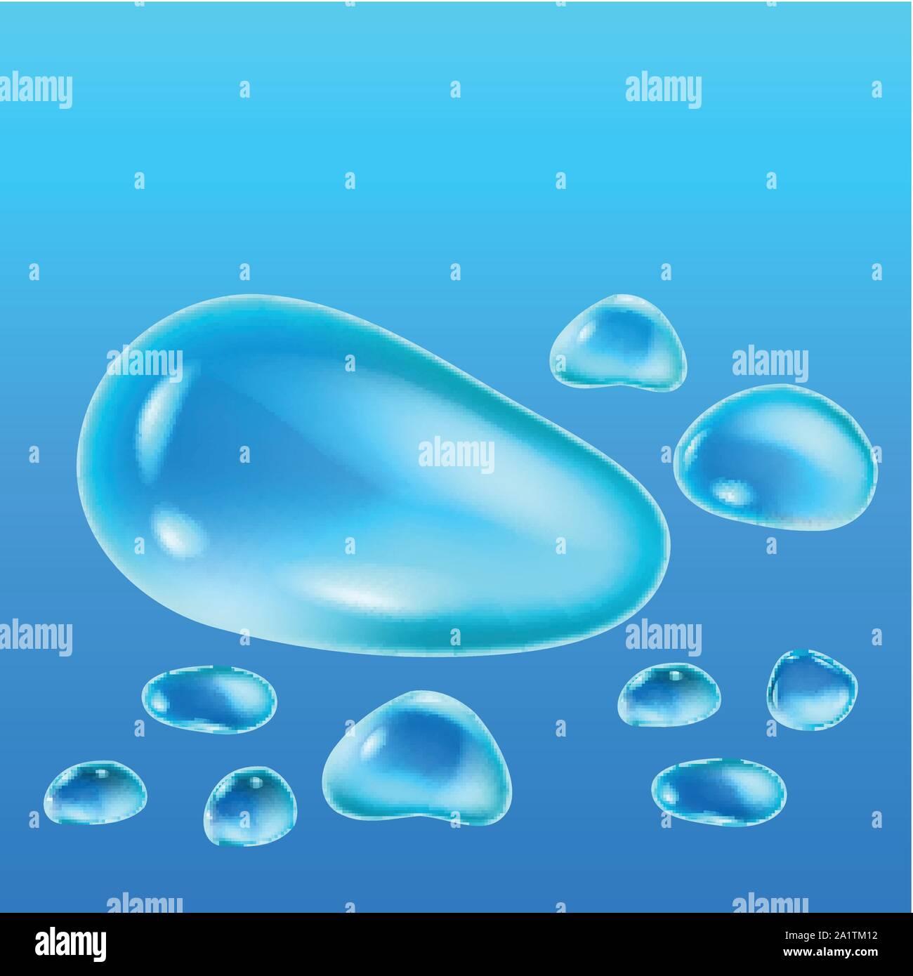Background with water drops of different forms. Vector illustration ...