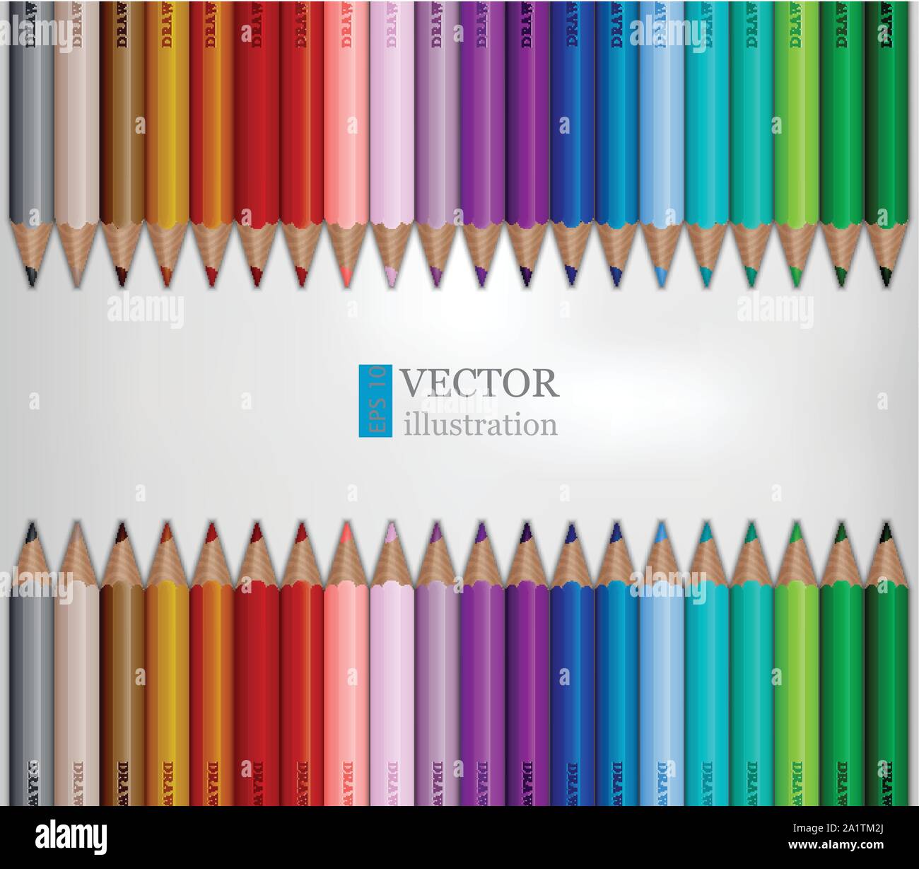 Rows of rainbow colored pencils on white background Stock Vector Image ...