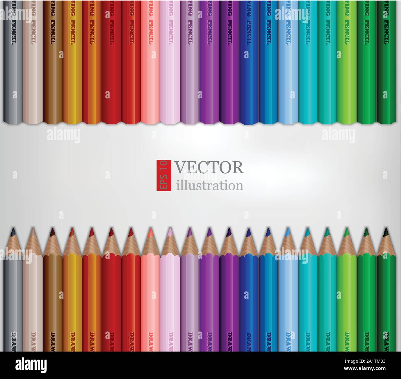 Rows of rainbow colored pencils on white background Stock Vector Image & Art - Alamy