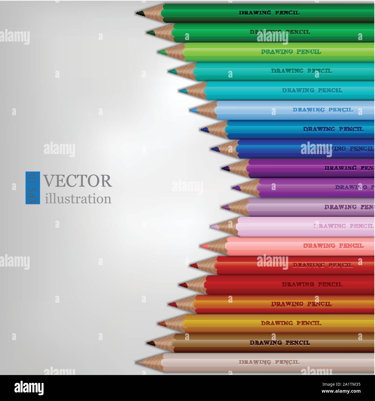 Arrow shape of rainbow colored pencils on white background Stock Vector ...