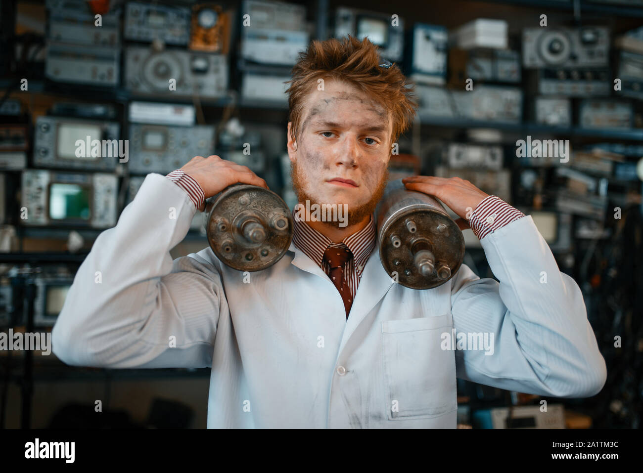 Scientist holds radiation devices in his hands Stock Photo - Alamy