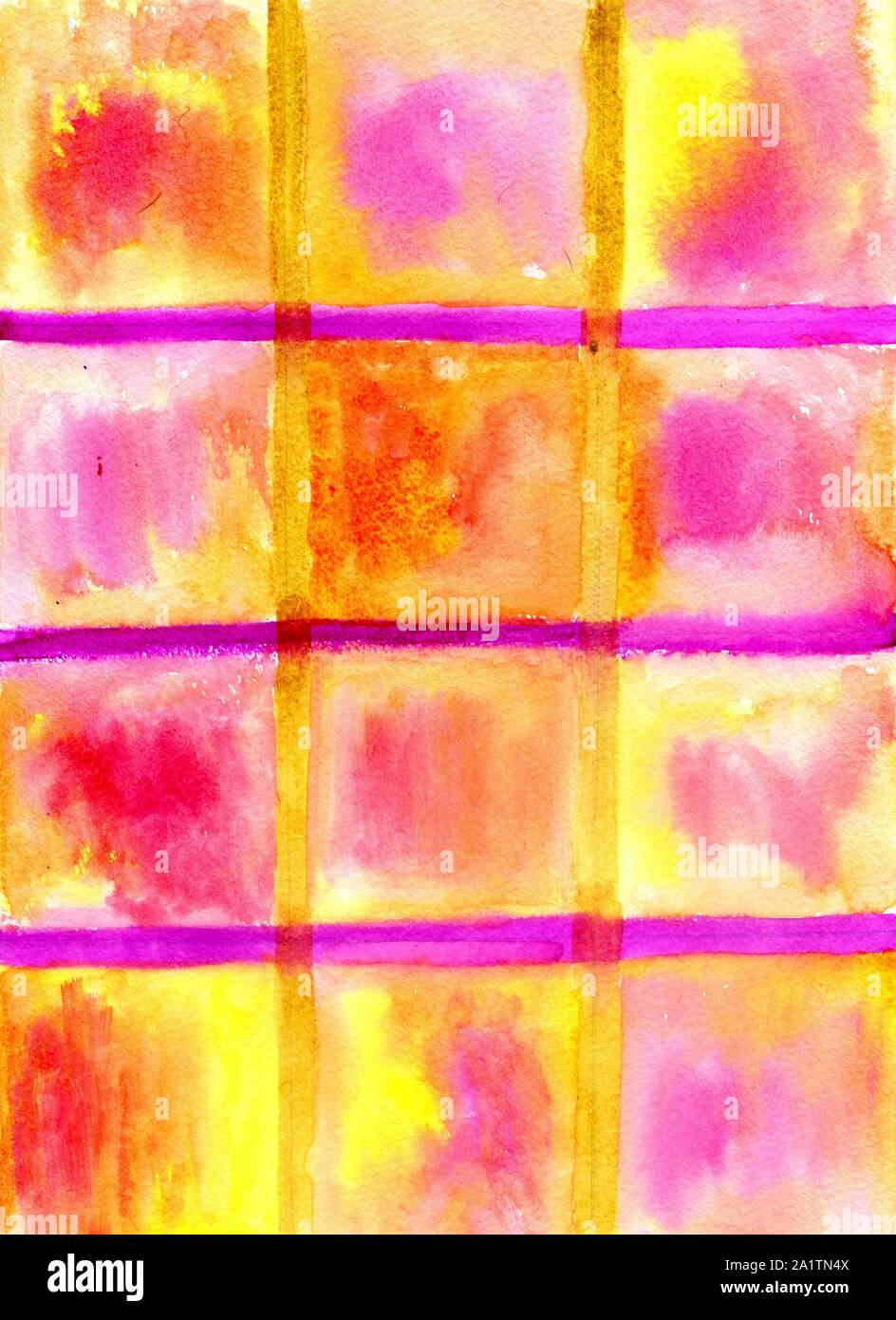 Decorative art background of watercolor painted squares texture Stock ...