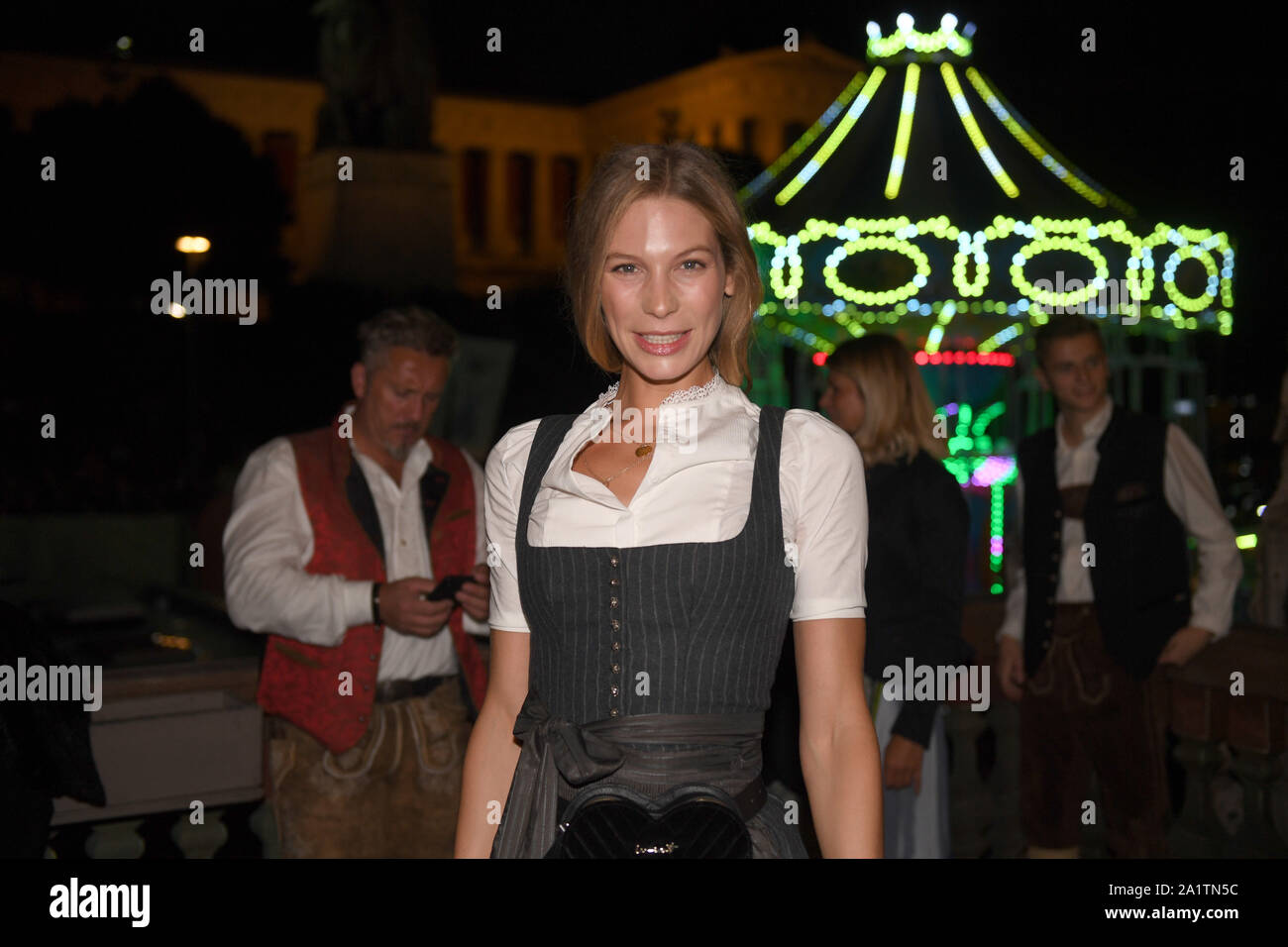 Munich, Germany. 28th Sep, 2019. Model Sarah Brandner celebrates in the ...