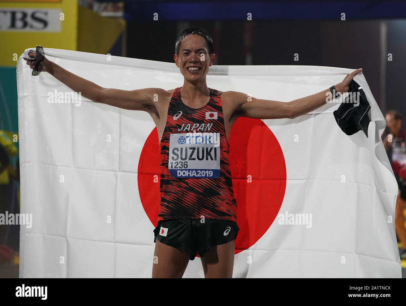 Doha, Qatar. 29th Sep, 2019. Yusuke Suzuki of Japan celebrates after ...