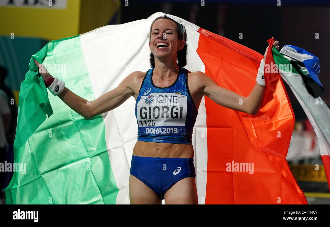 Doha, Qatar. 29th Sep, 2019. Eleonora Anna Giorgi of Italy celebrates ...