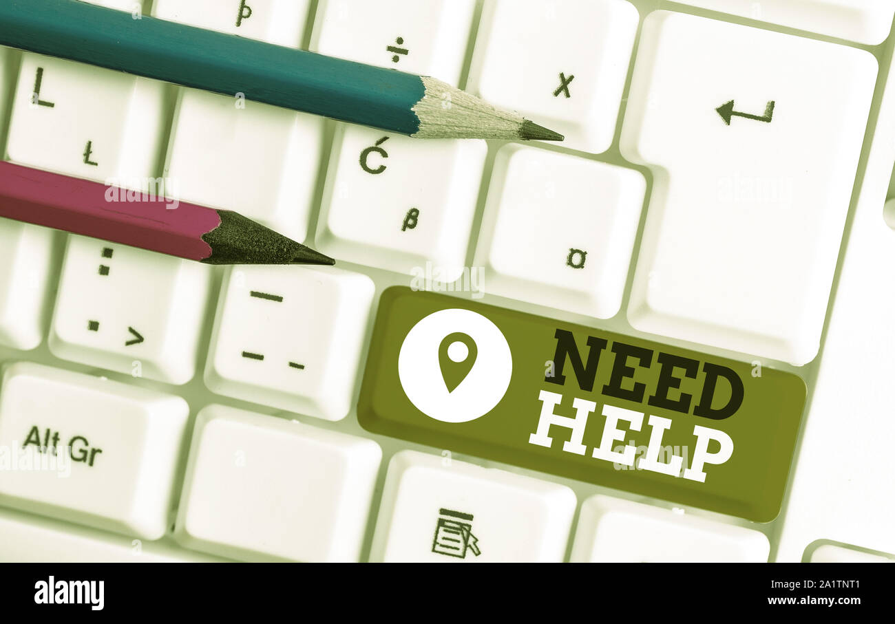 Handwriting text Need Help. Conceptual photo When someone is under ...