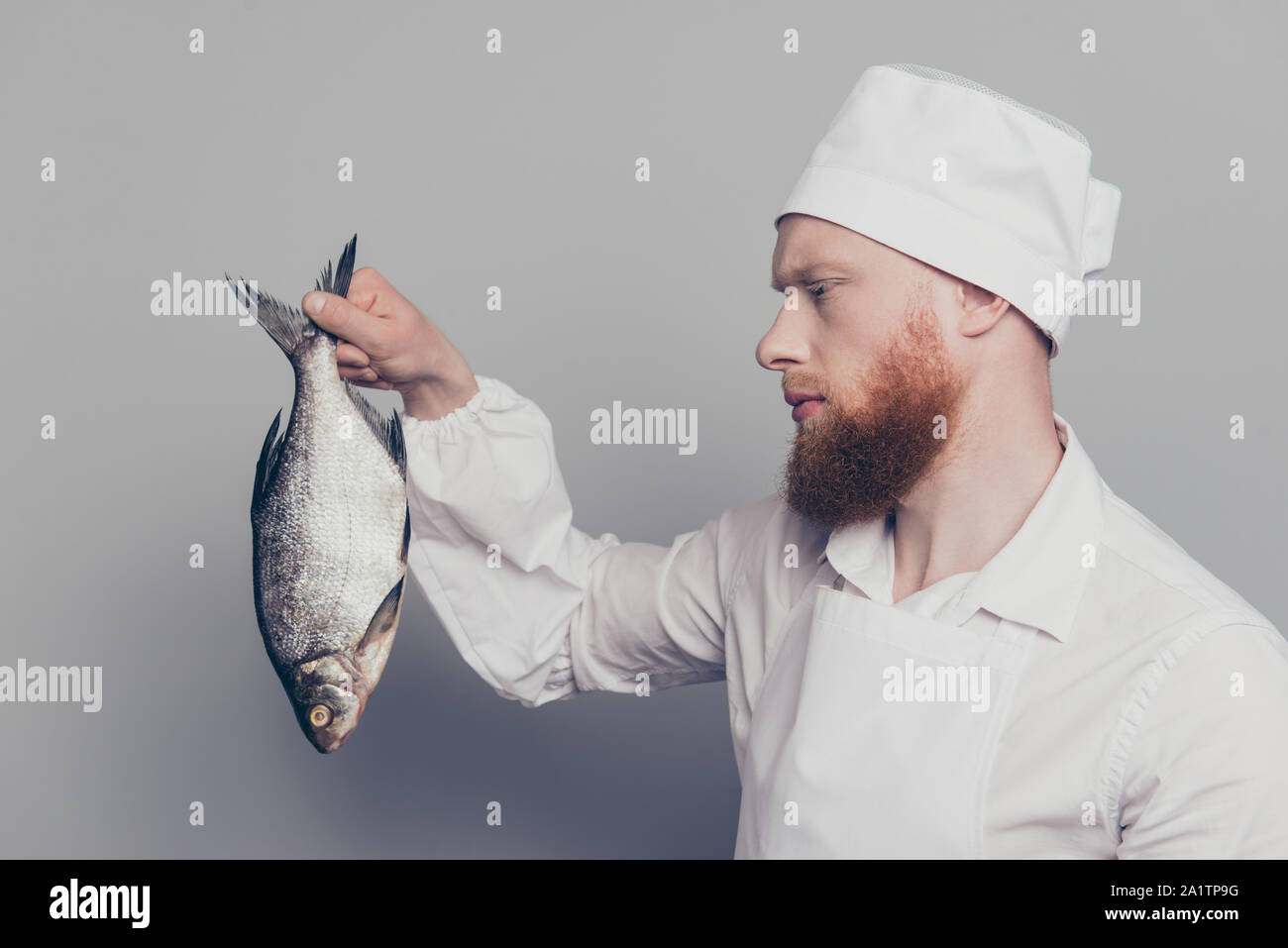 Profile side view portrait of attractive handsome serious candid calm ...