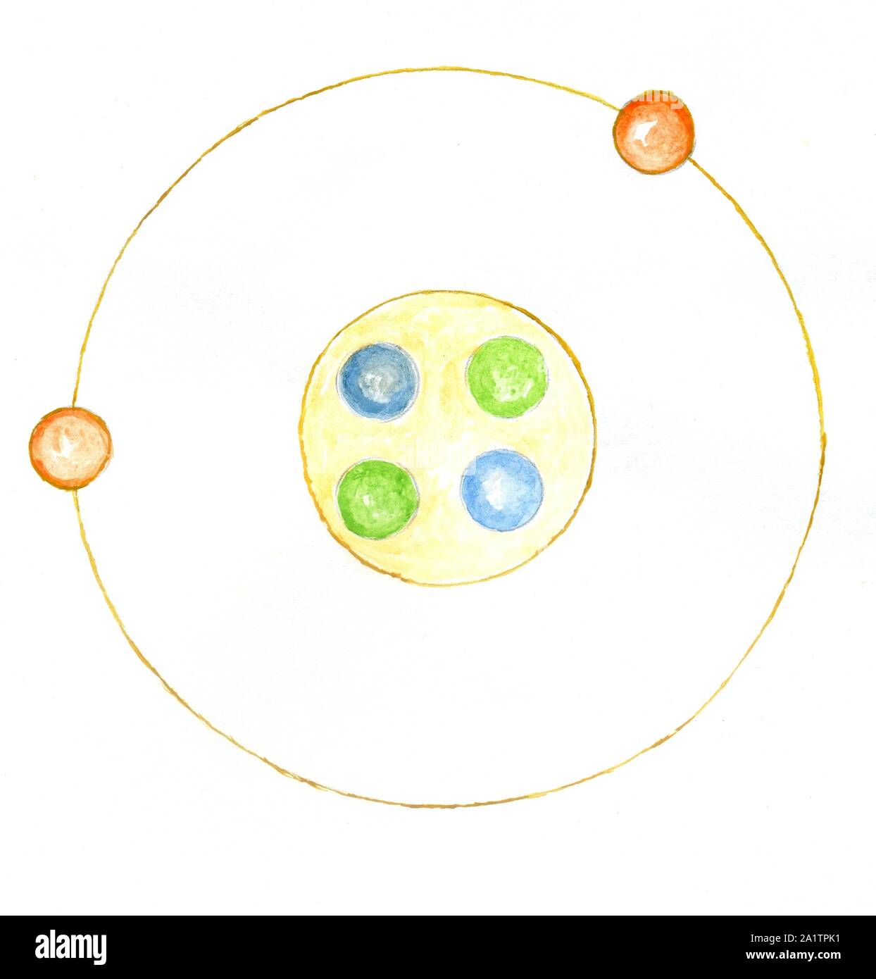 Watercolor atom model abstract design, hand drawn illustration Stock ...